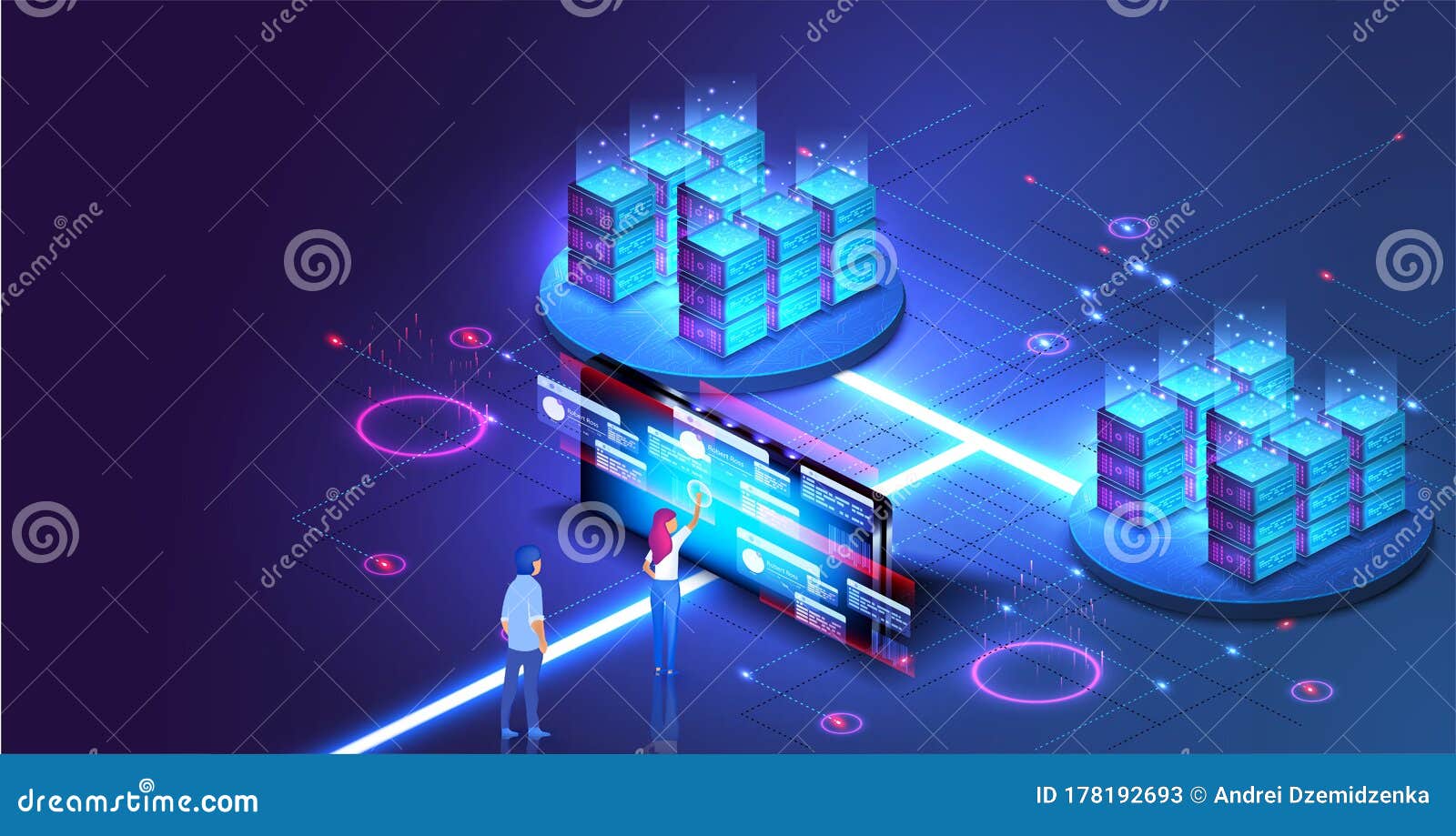 Web Hosting Concept. Data Visualization. Computing, Network. Cloud ...