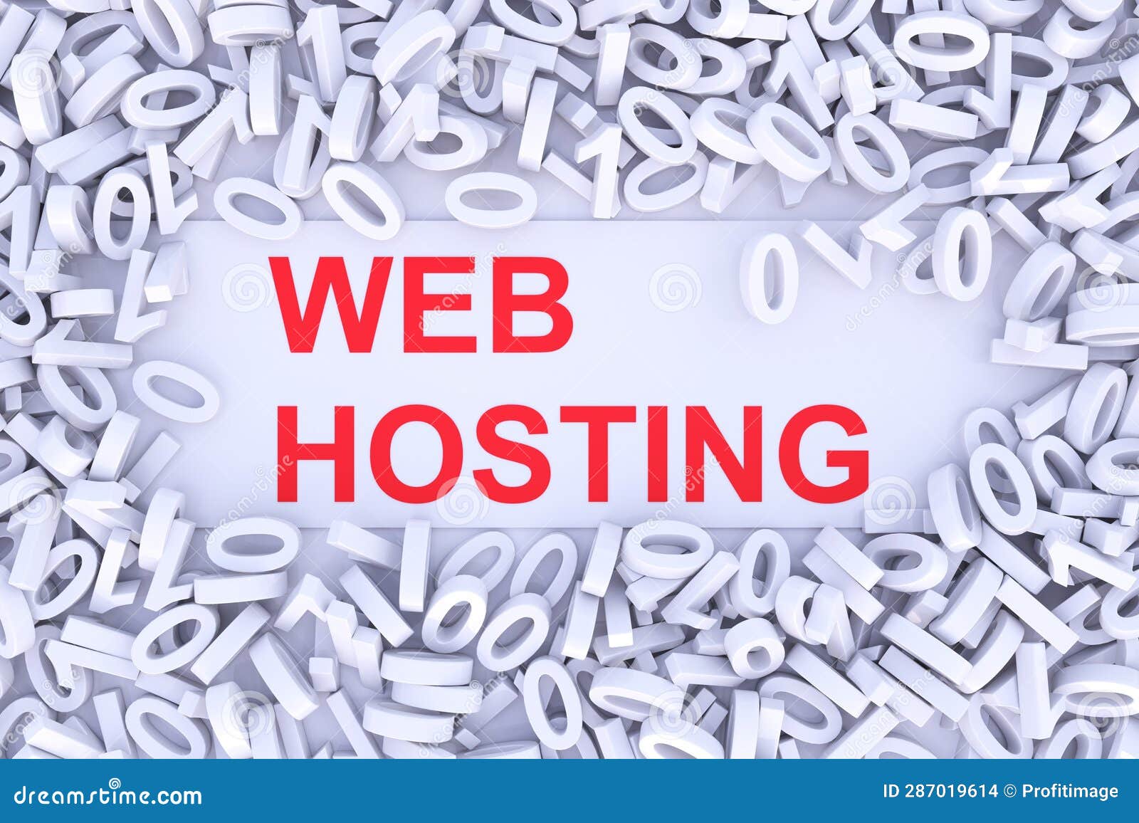 WEB HOSTING Concept Scattered Binary Code 3D Stock Illustration ...