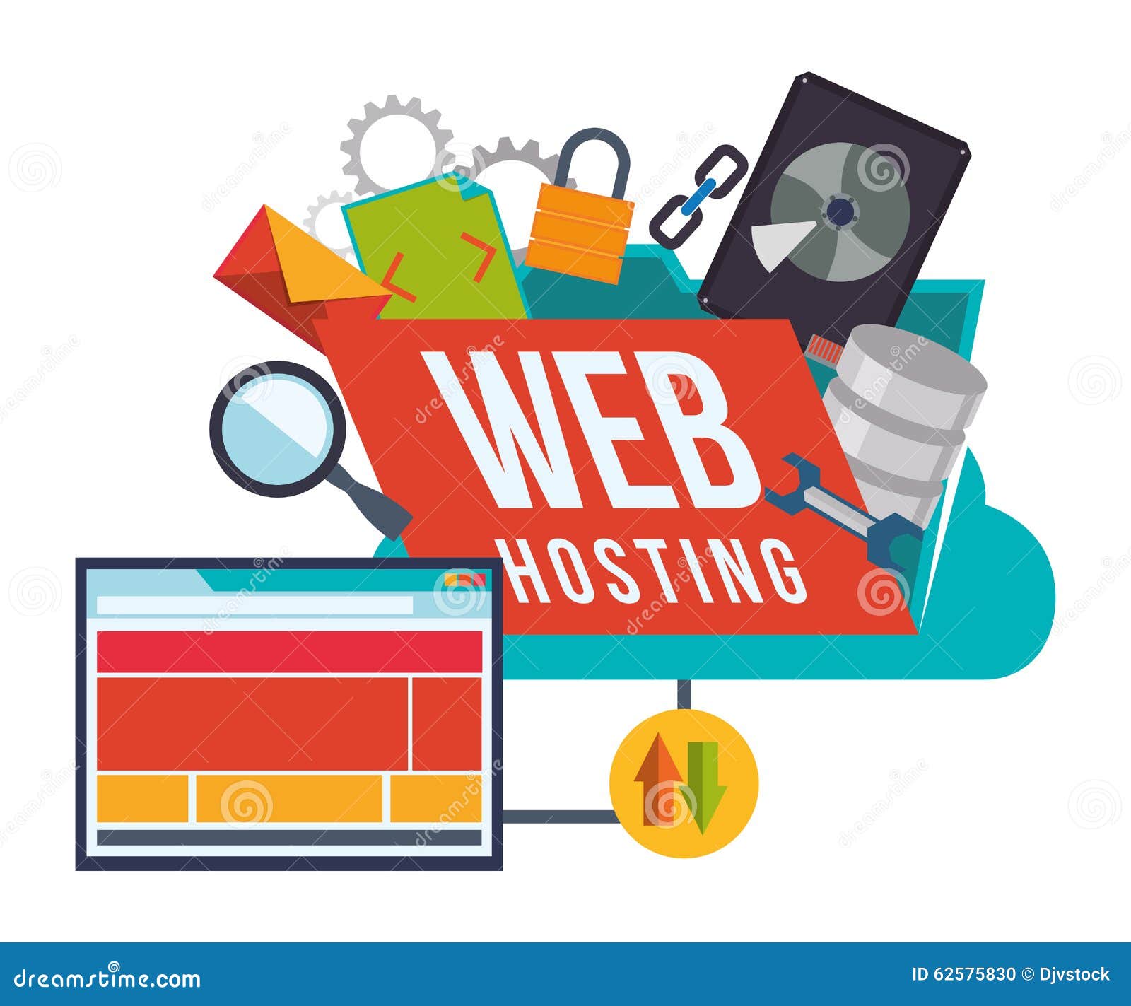 Web hosting design stock vector. Illustration of symbol - 62575830