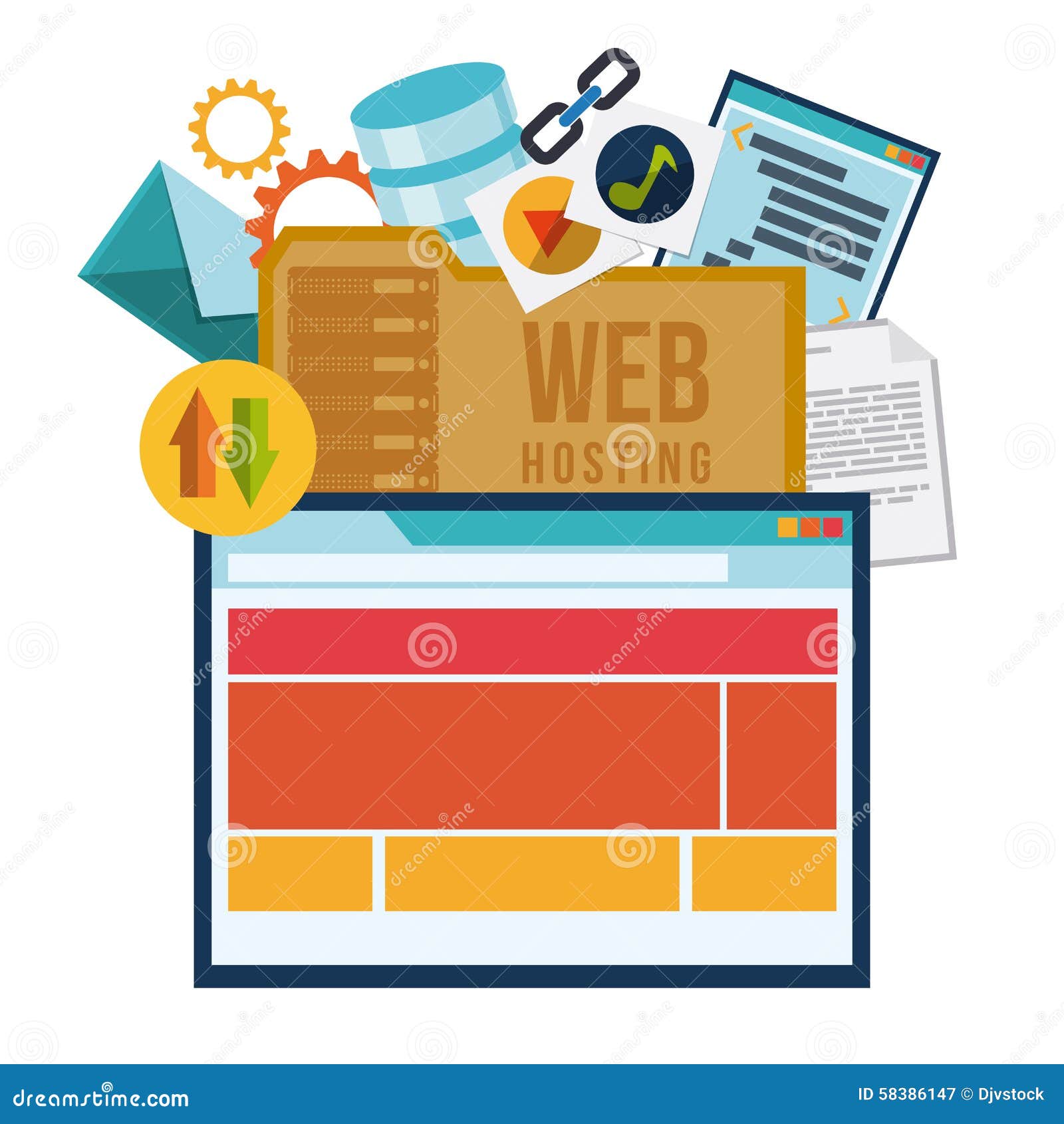 Web hosting design. stock vector. Illustration of design - 58386147