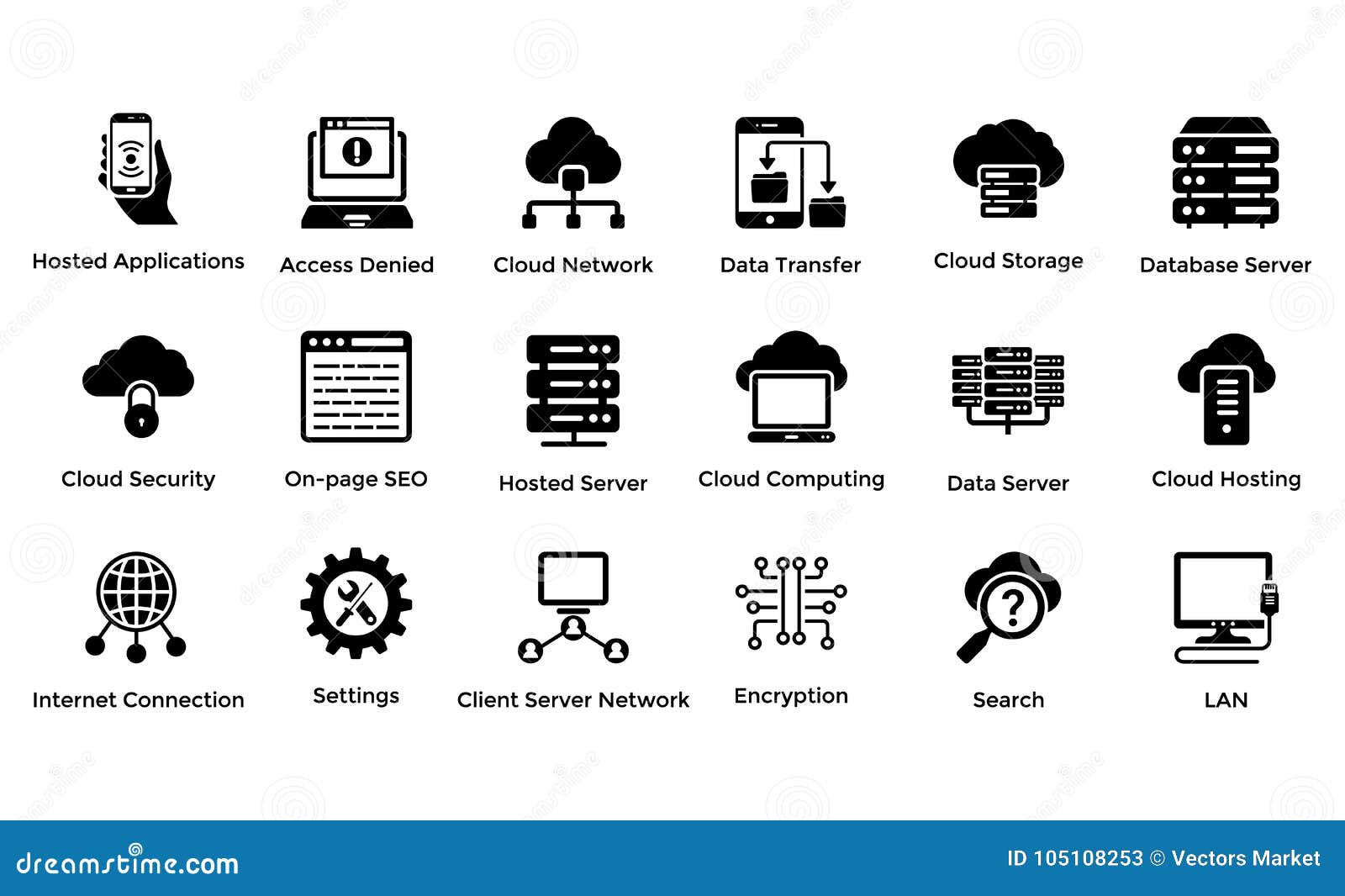 Web Hosting Glyph Icon Designs 6 Stock Illustration - Illustration of ...