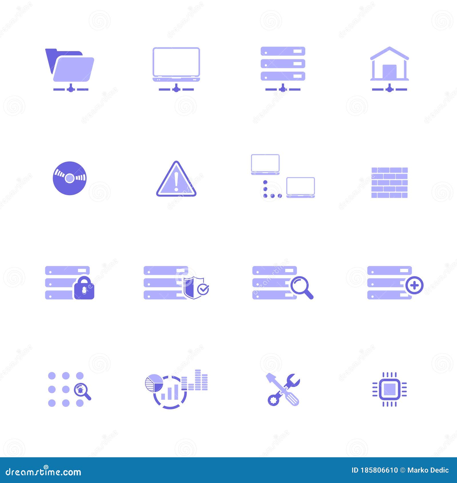 Web Hosting Icon Set. 16 Icon Set Stock Vector - Illustration of folder ...