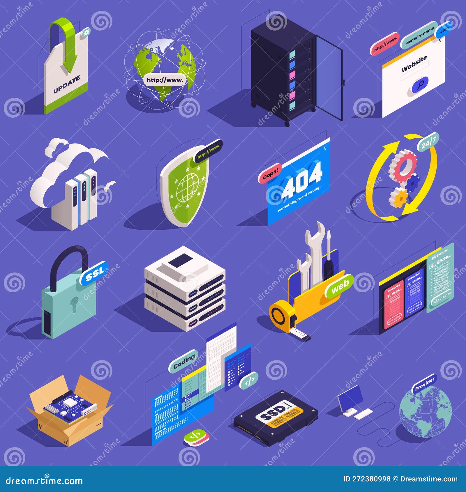 Web Hosting Icon Set stock vector. Illustration of tech - 272380998