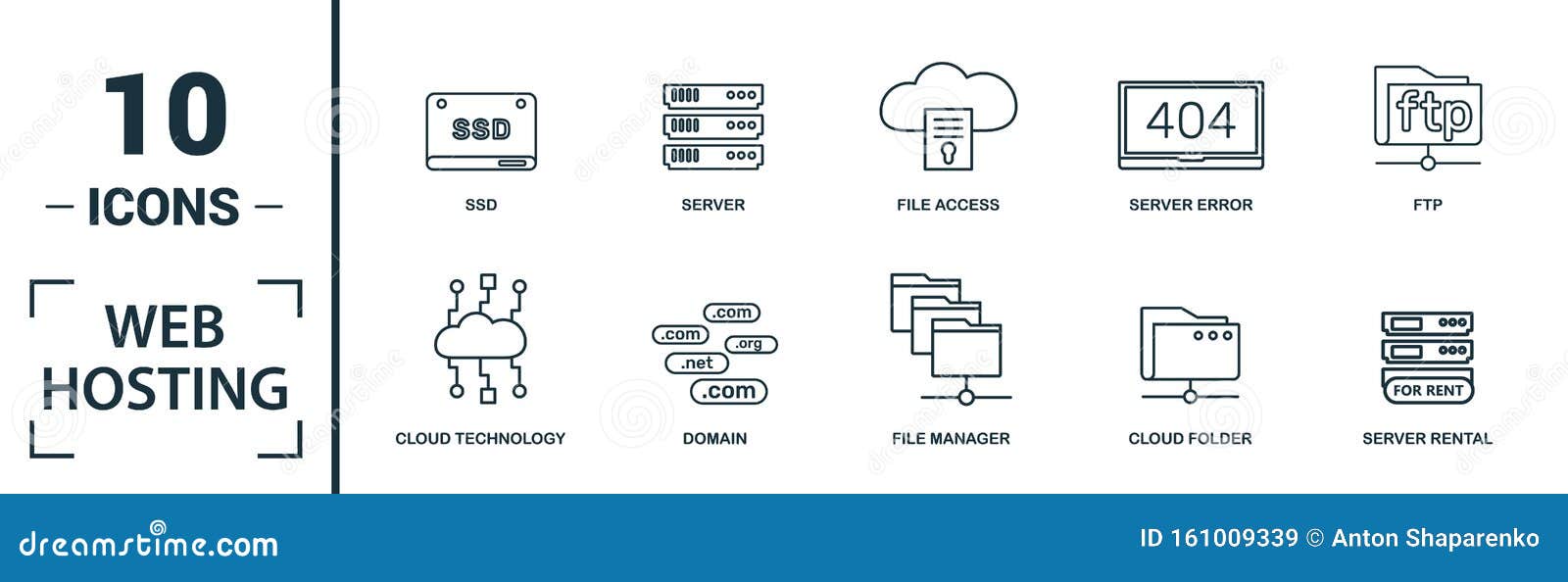 Web Hosting Icon Set. Include Creative Elements Data Structure, Cloud ...