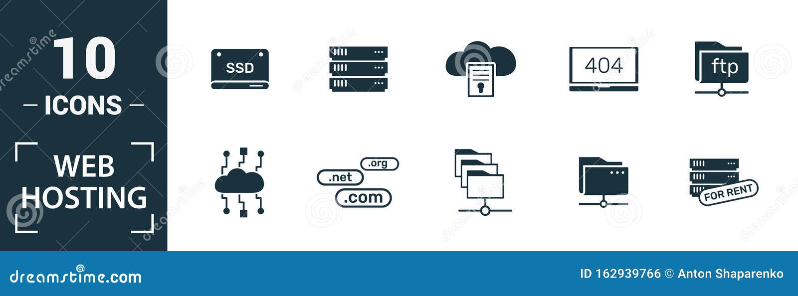 Web Hosting Icon Set Include Creative Elements Data Structure Cloud Technology Ssd File