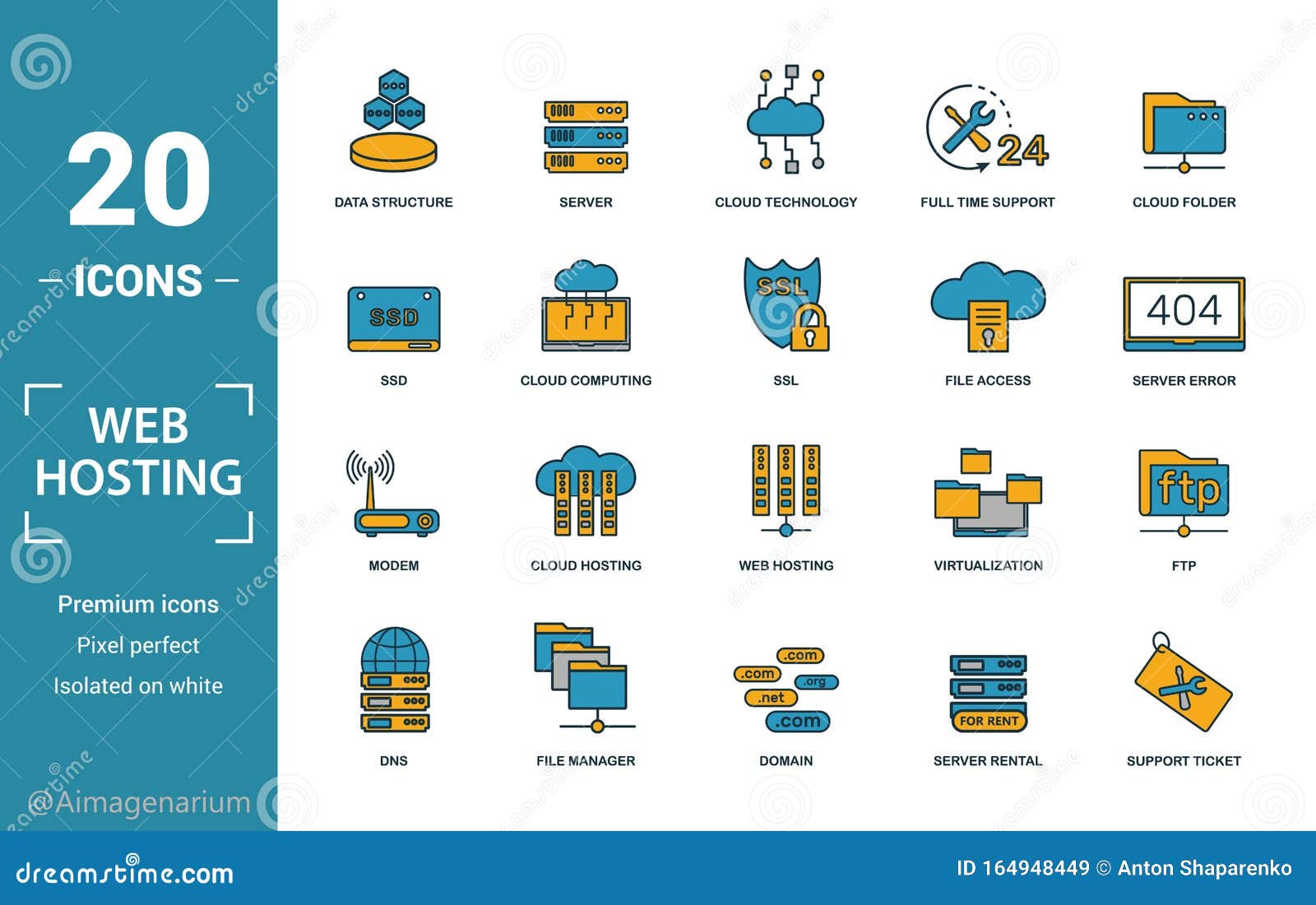 Web Hosting Icon Set. Include Creative Elements Data Structure, Cloud Technology, Ssd, File ...
