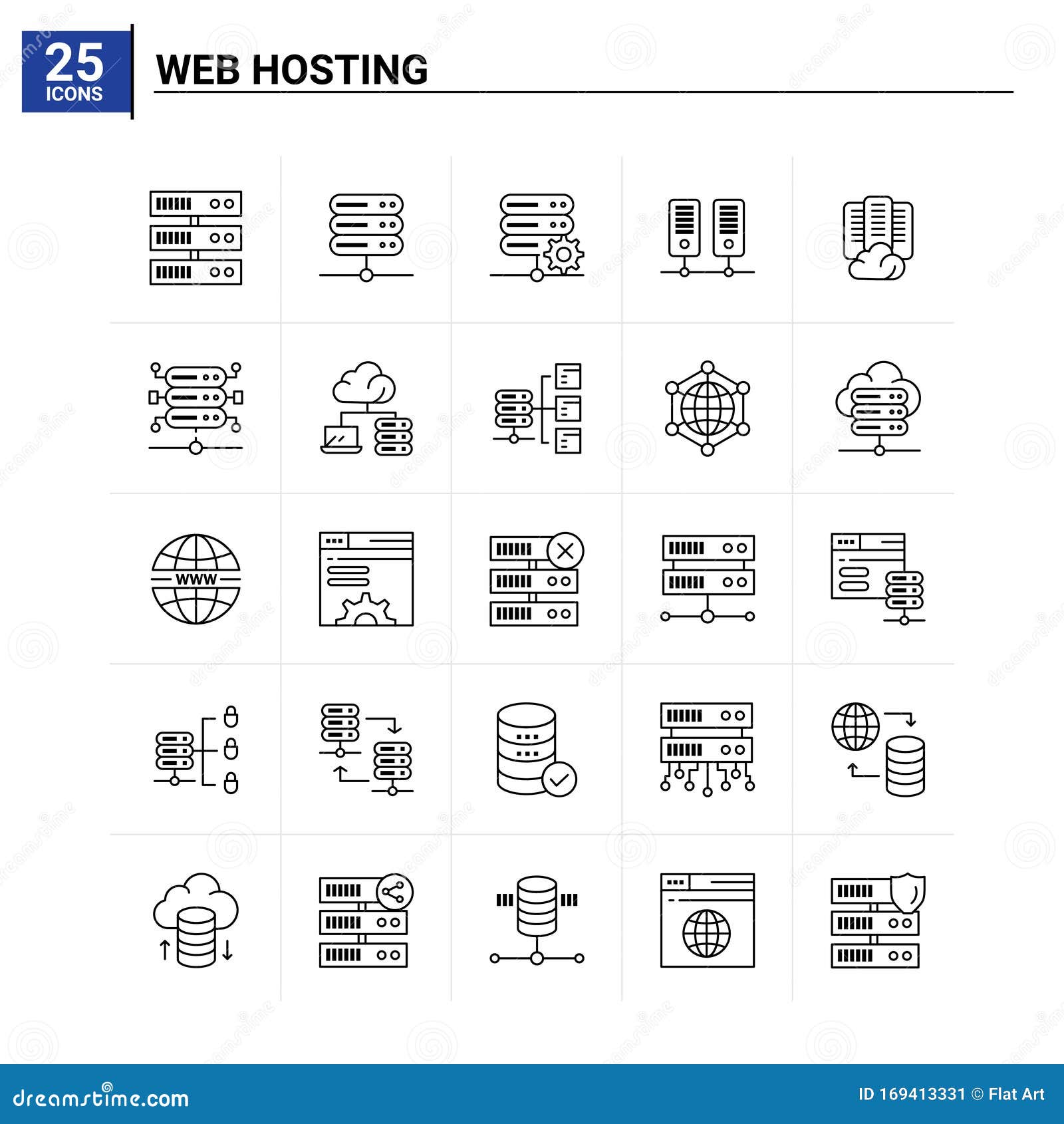 25 Web Hosting Icon Set. Vector Background Stock Vector - Illustration ...