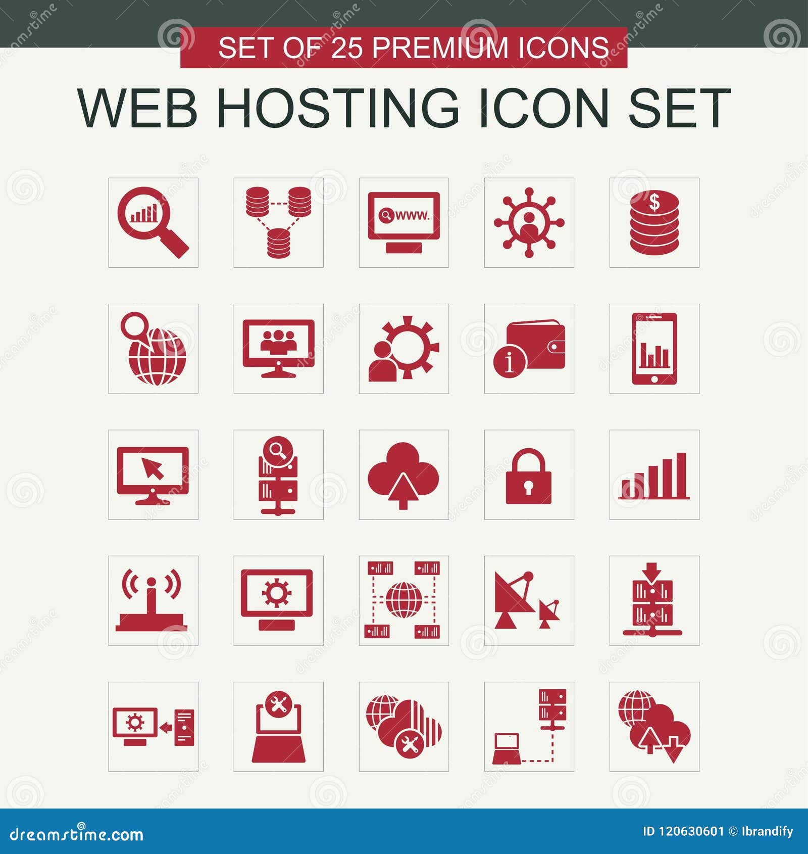Web Hosting Icons Set Vector Stock Vector - Illustration of computing ...