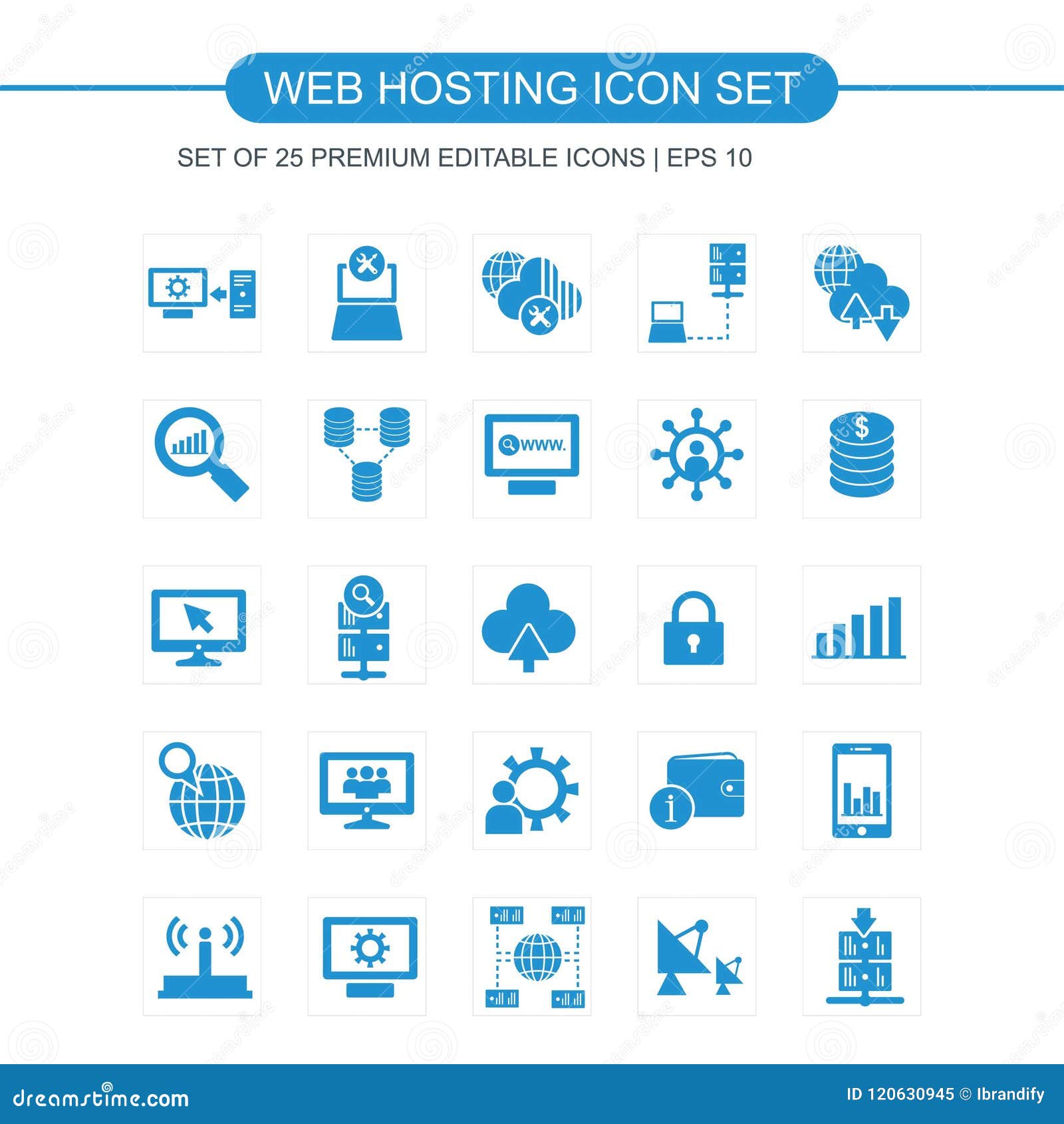Web Hosting Icons Set Vector Stock Vector - Illustration of icons ...
