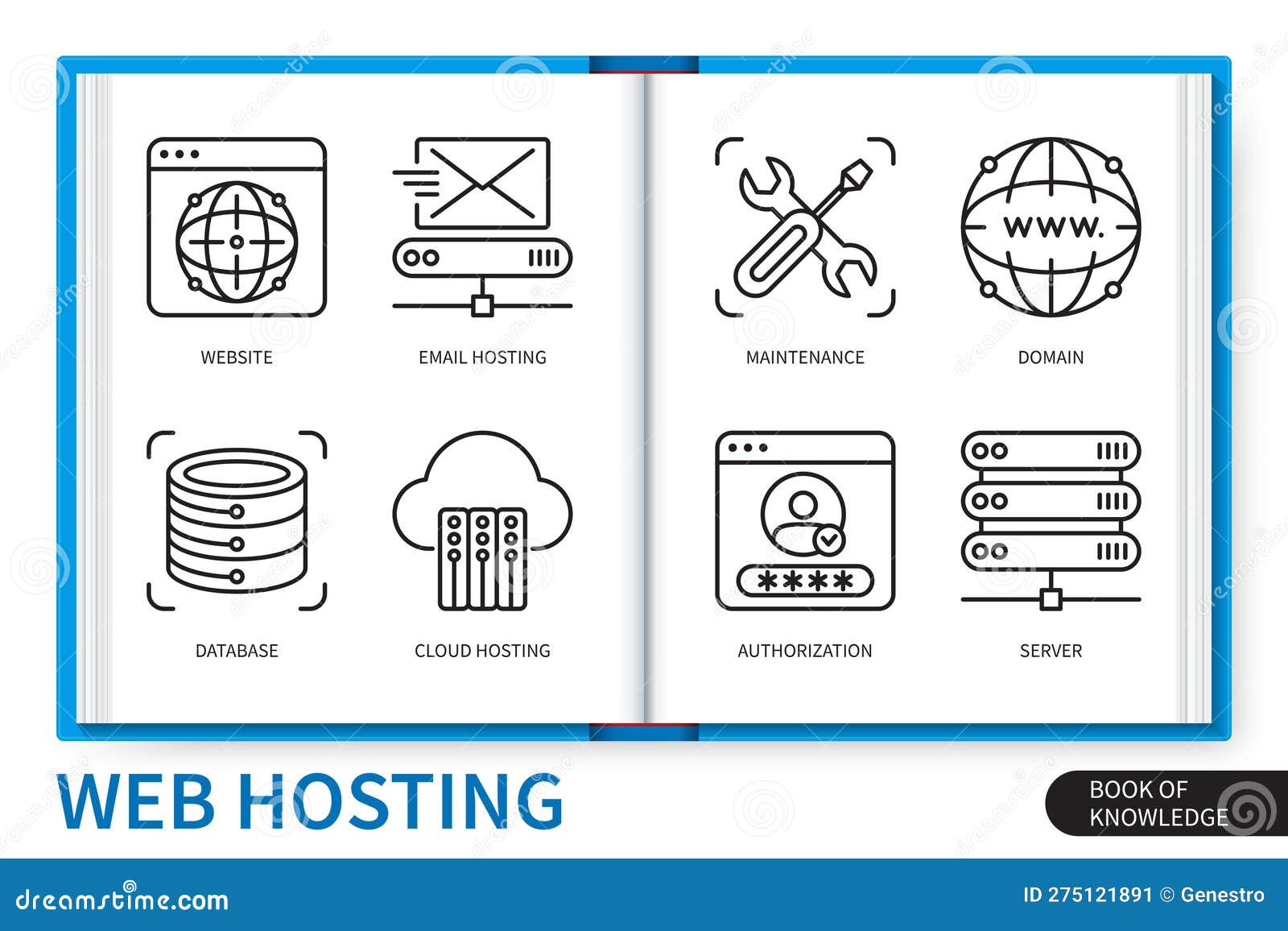 Web Hosting Infographics Linear Icons Collection Stock Illustration ...