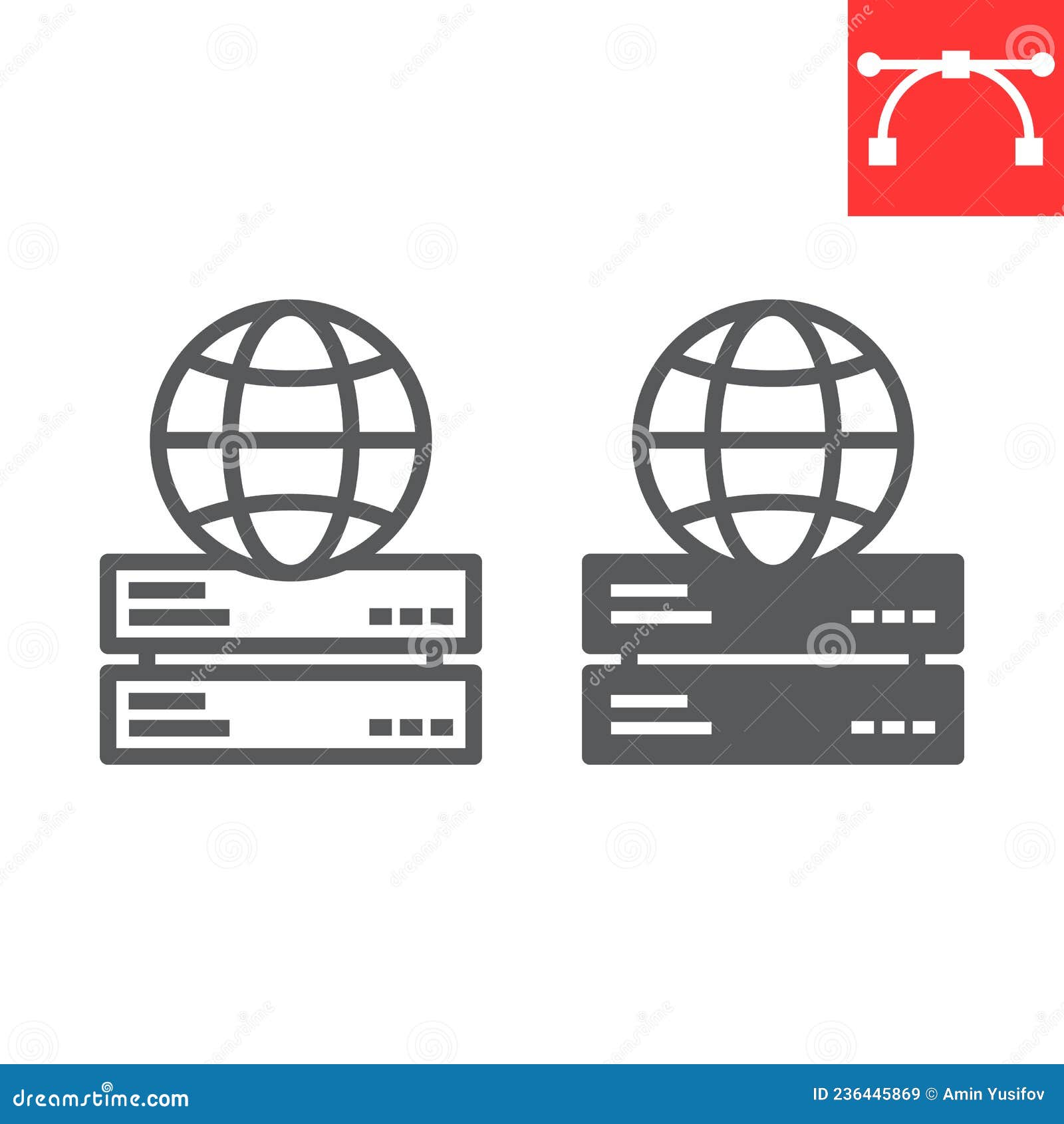 Web Hosting Line and Glyph Icon Stock Vector - Illustration of hardware ...
