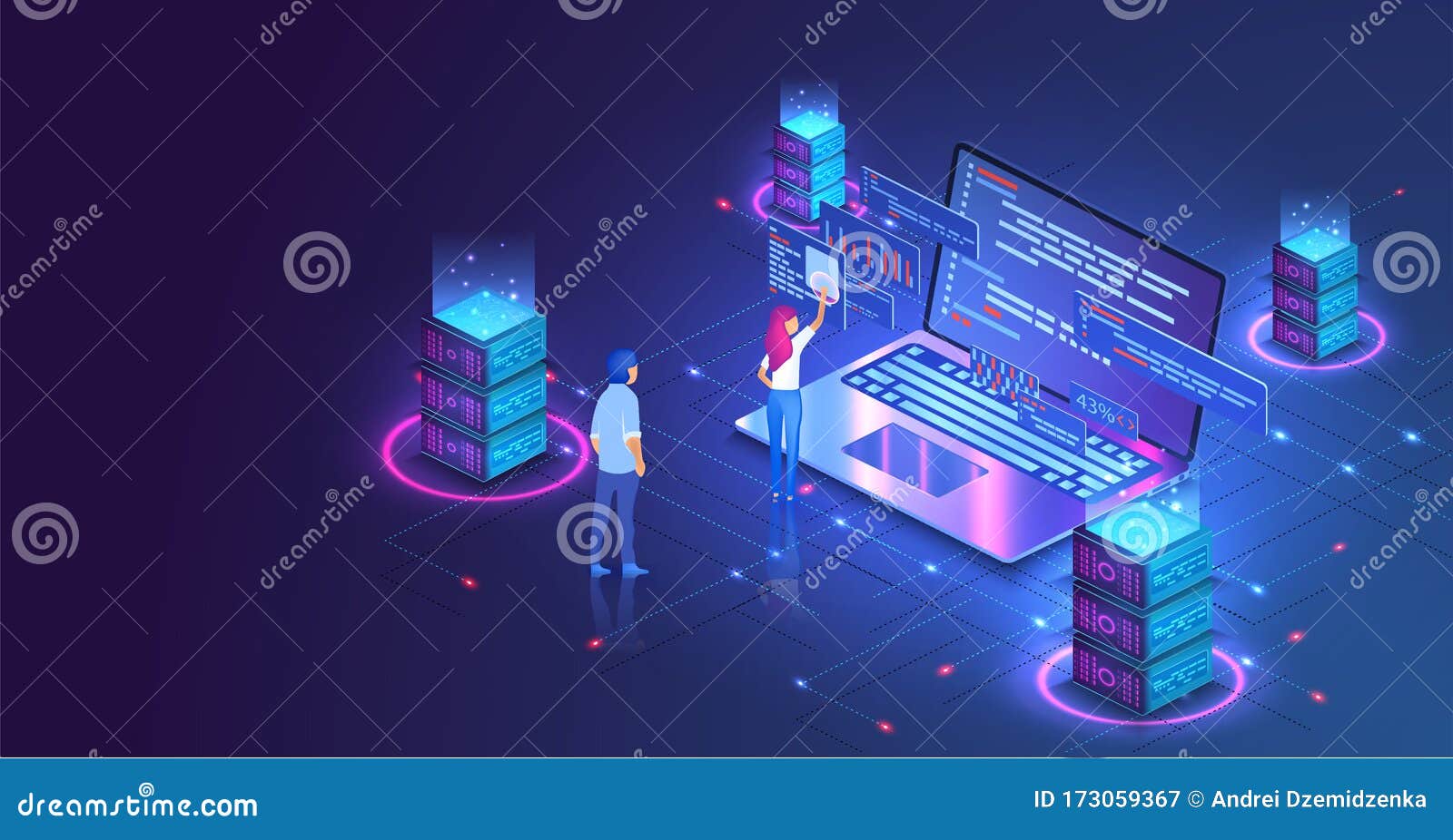 Web Hosting or Programming Concept. Web Programming Development, Laptop ...