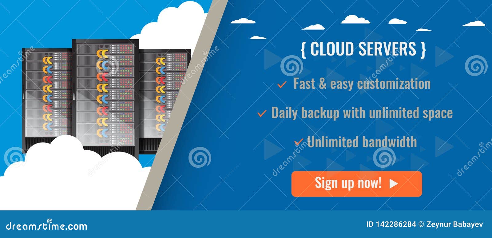 Web Hosting Server or Cloud Server Advertisement Template Layout Design ...