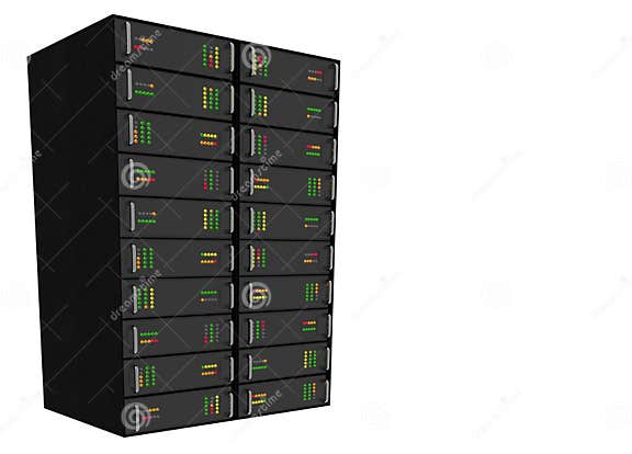 Web Hosting Server Rack on White Stock Illustration - Illustration of ...