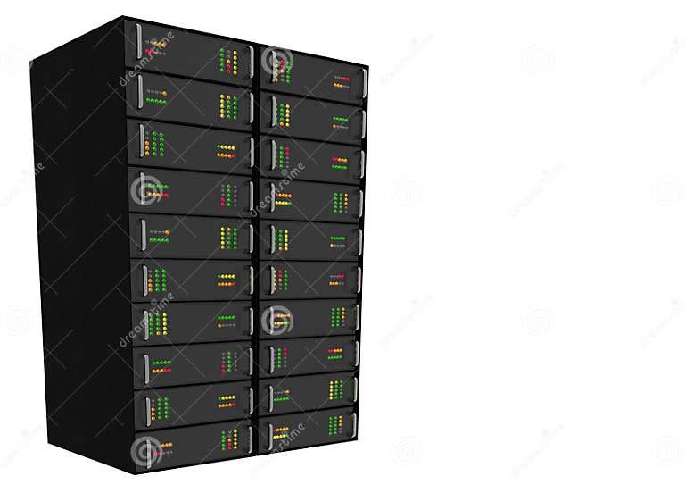 Web Hosting Server Rack on White Stock Illustration - Illustration of ...