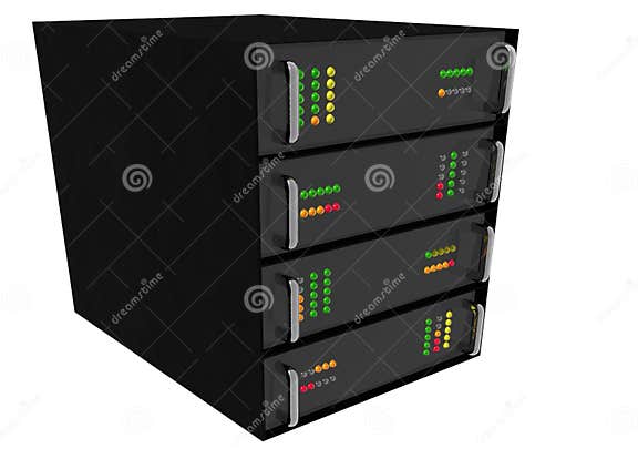 Web Hosting Server Rack on White Stock Illustration - Illustration of ...