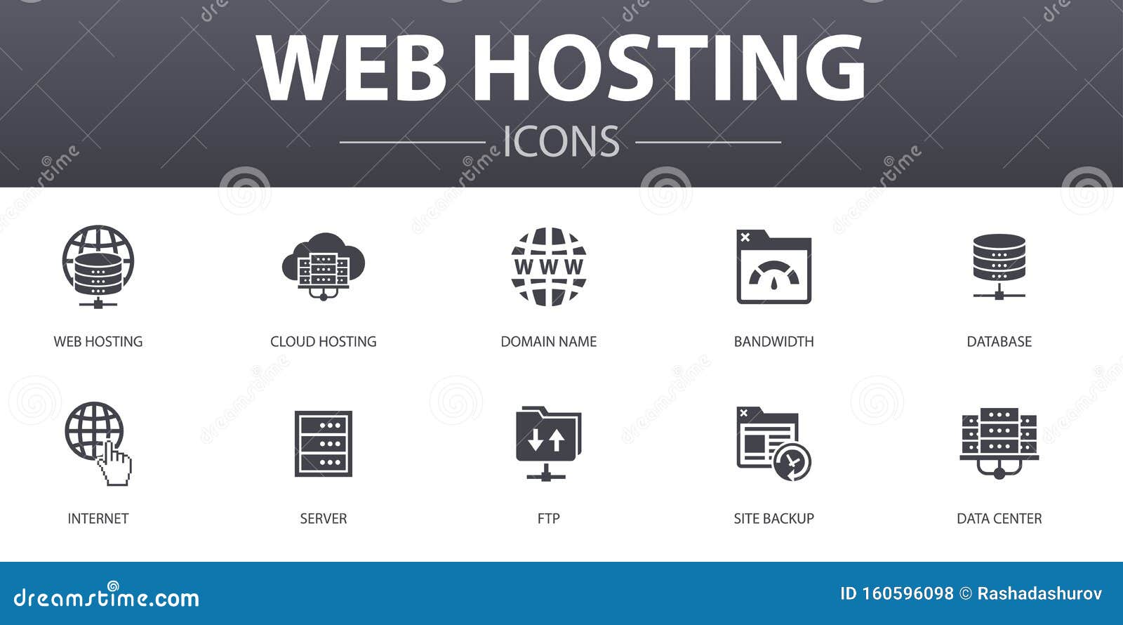 Web Hosting Simple Concept Icons Set Stock Vector Illustration Of
