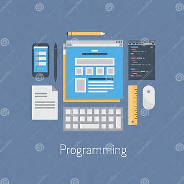 Web and HTML Programming Flat Illustration Stock Vector - Illustration ...