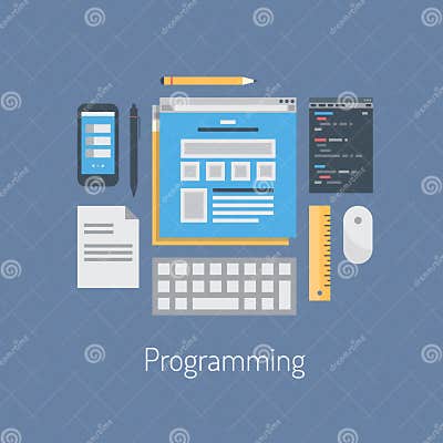 Web and HTML Programming Flat Illustration Stock Vector - Illustration ...