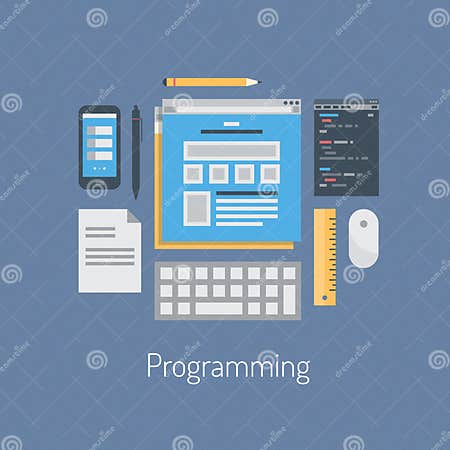 Web and HTML Programming Flat Illustration Stock Vector - Illustration ...