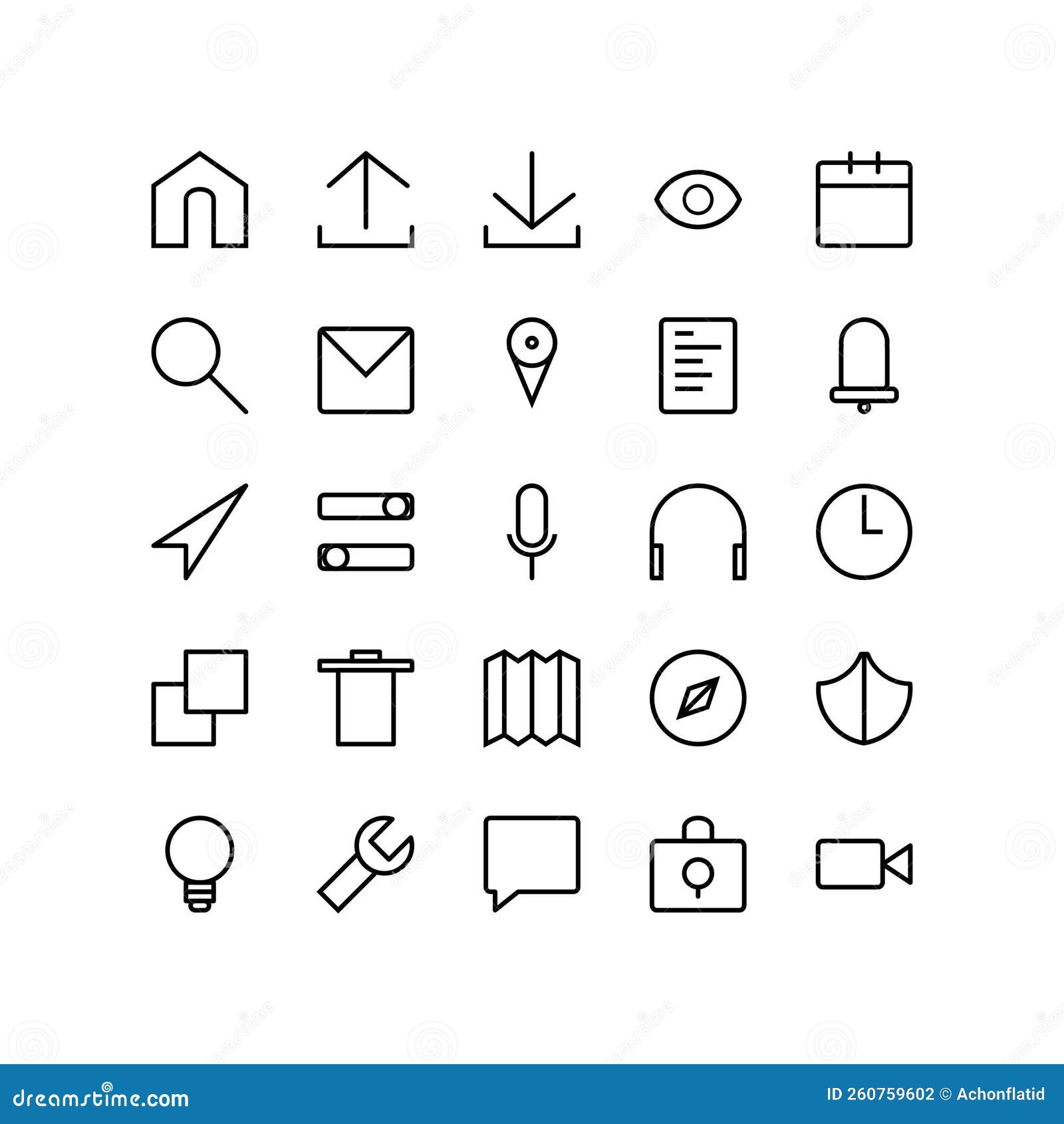 Web Icon Line Style with Thin Lines Stock Vector - Illustration of ...