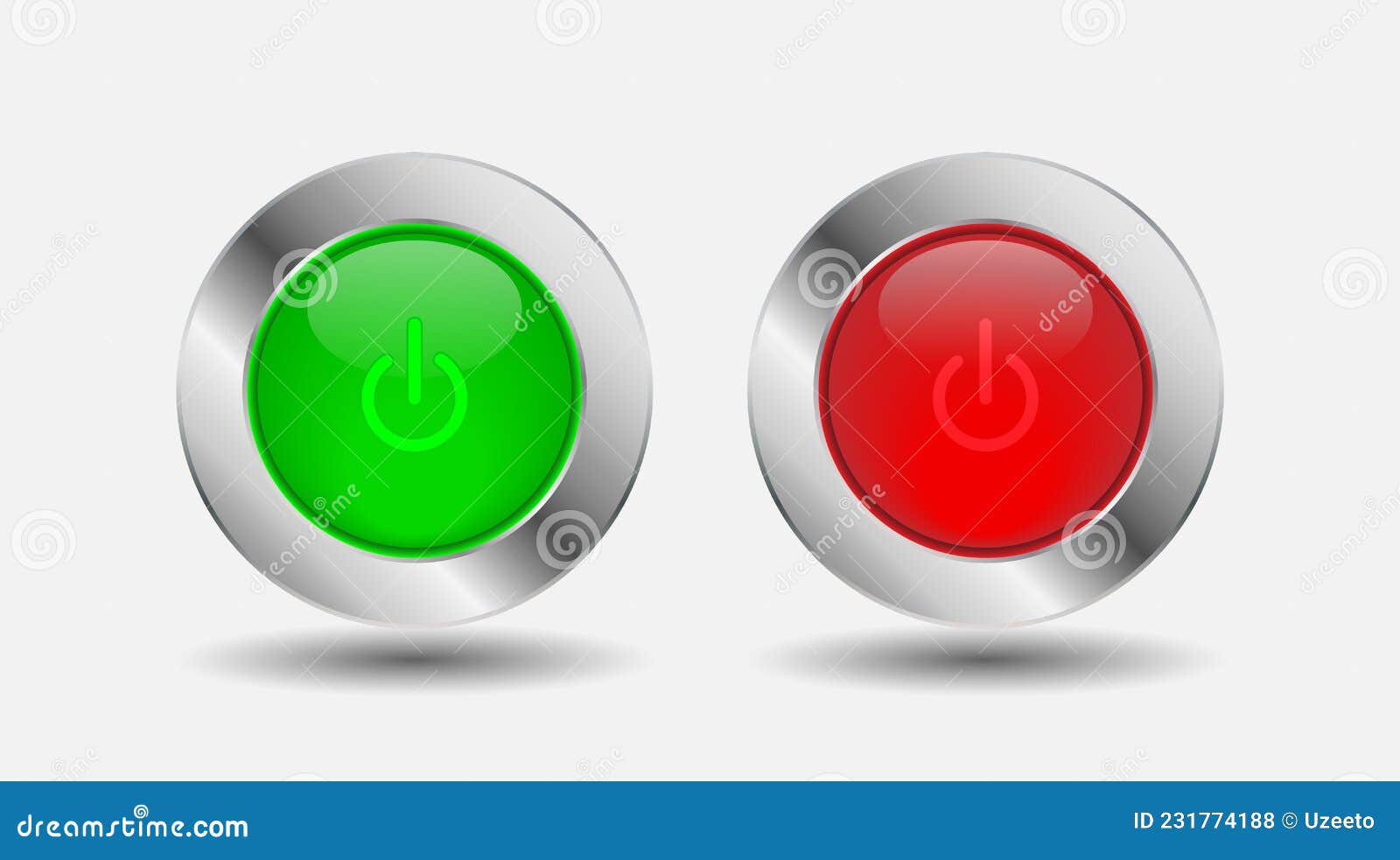 Web Icon Push-button on and Off Power. Shiny Style Stock Vector ...
