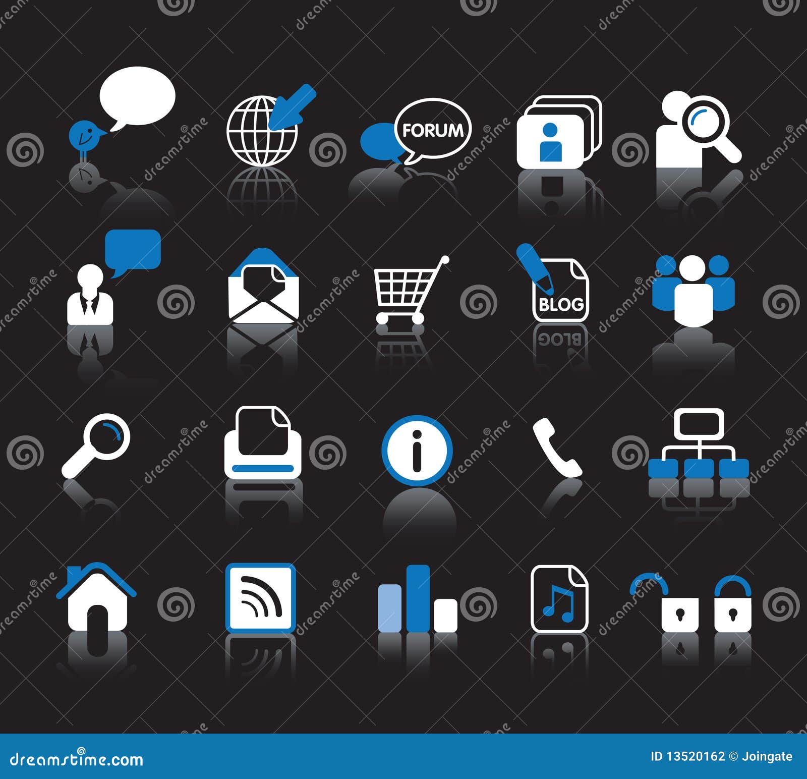 Web icon set stock vector. Illustration of mail, square - 13520162