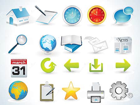 Web icon set stock vector. Illustration of search, printer - 16873834