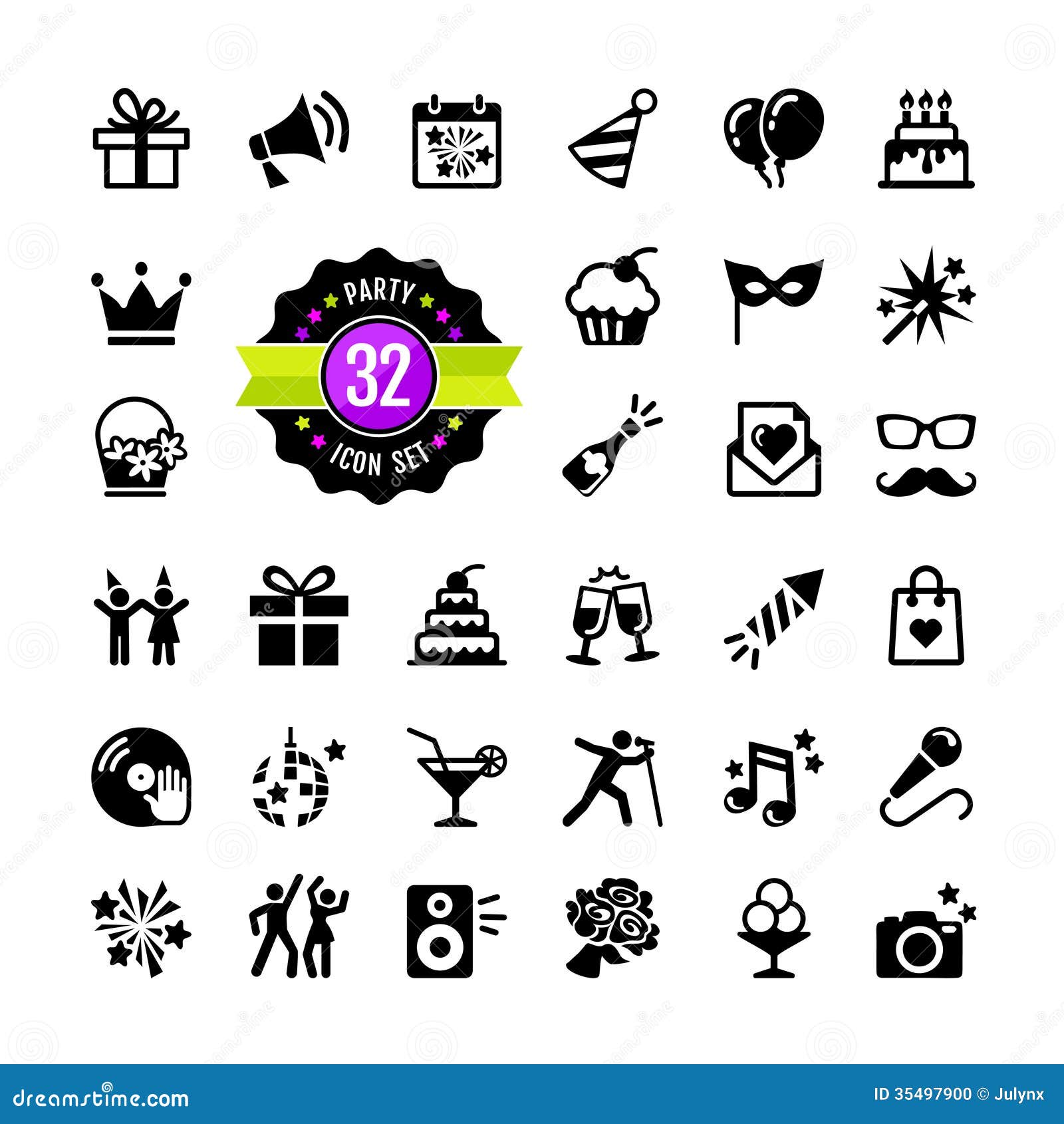 Web icon set Birthday stock vector. Illustration of heart - 35497900