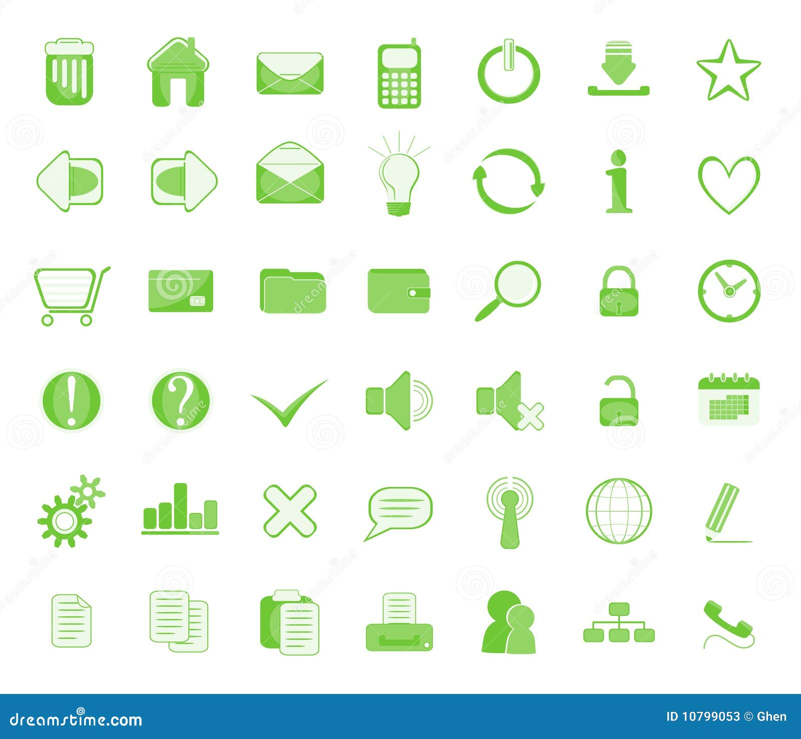 Web icon set green stock vector. Illustration of audio - 10799053