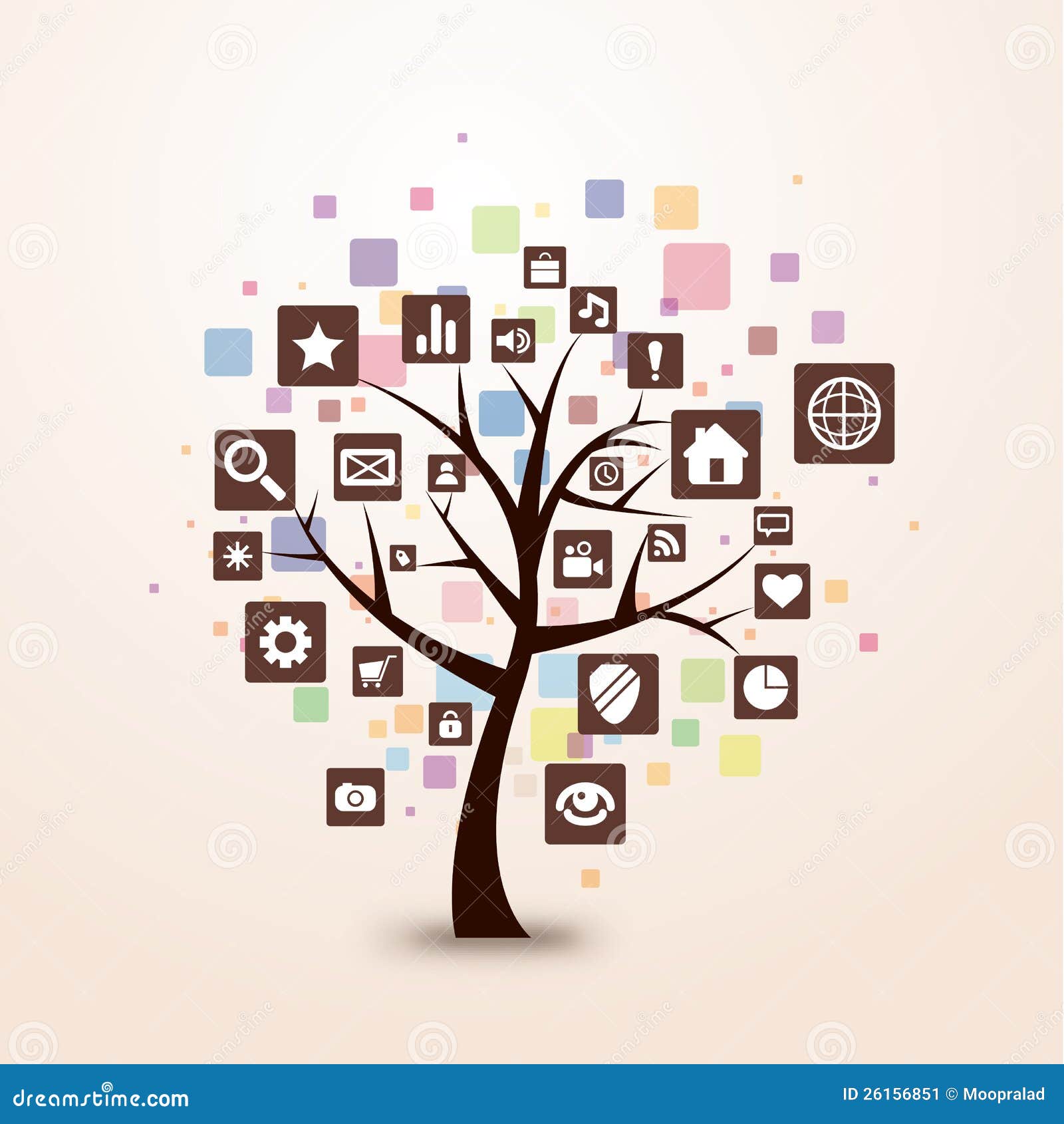 Web Icon Tree Concept Retro Color Stock Vector - Illustration of ...