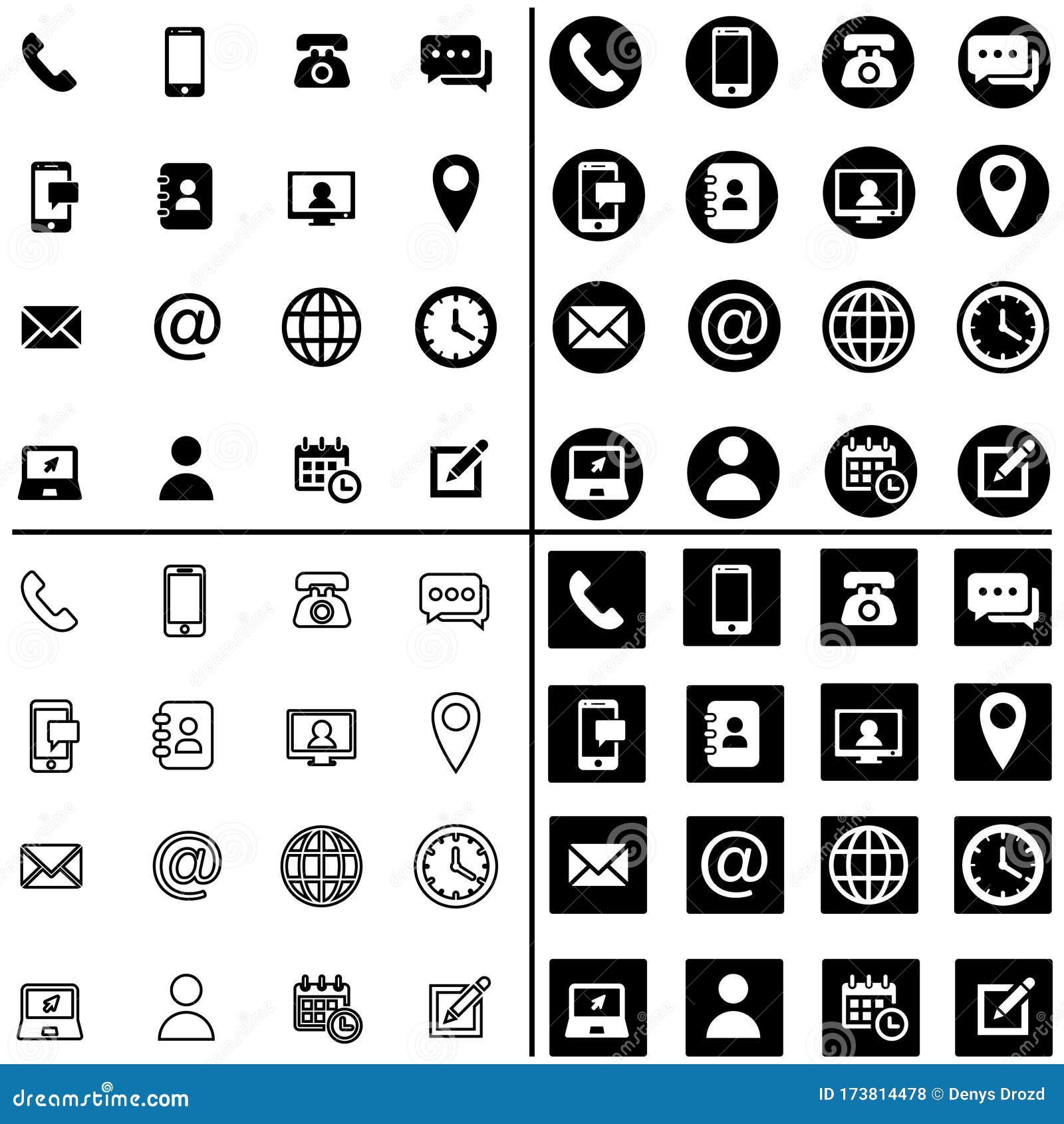 Web Icon Vector Set. Contact Illustration Sign. Interface Symbol ...