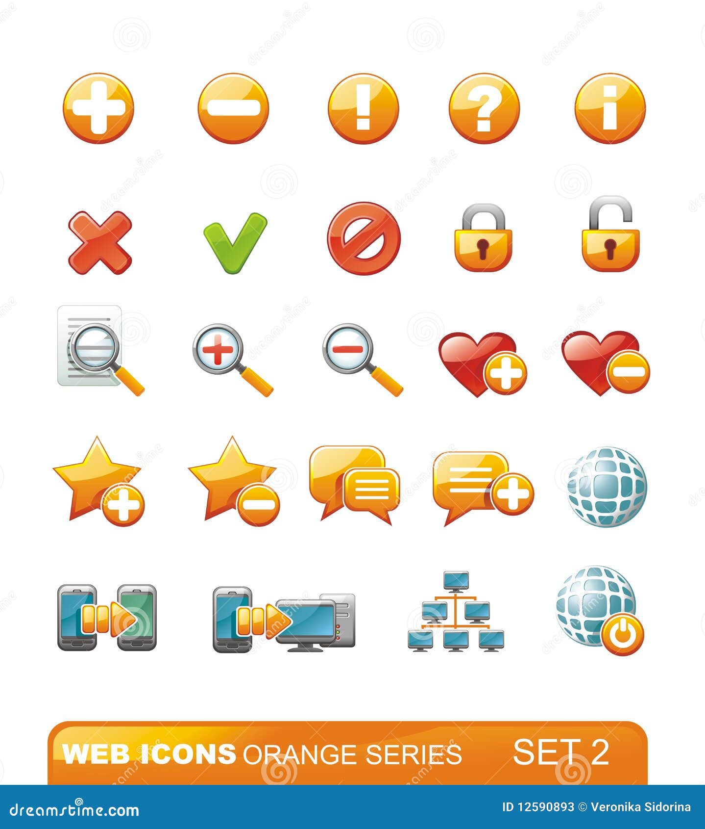 Web Icons â€“ Orange Series. Set 2 Stock Vector - Illustration of lens ...
