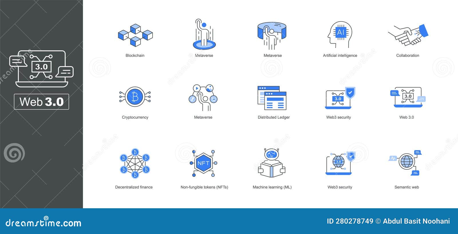 Web 3.0 Icon Set: a Visual Guide To the Future of the Internet Stock ...