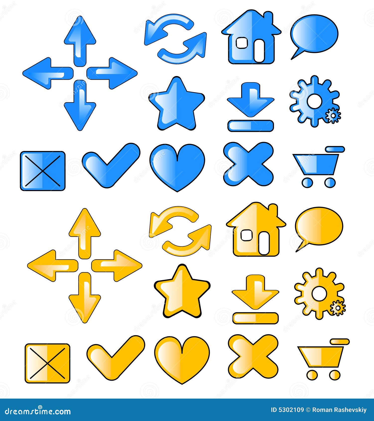 Web icons stock vector. Illustration of favorite, yellow - 5302109