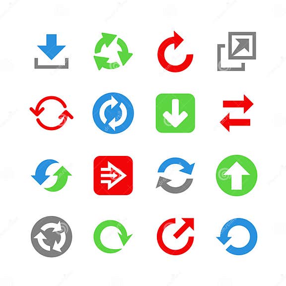 16 Web Icons with Arrows. Icon Set Stock Vector - Illustration of plain ...