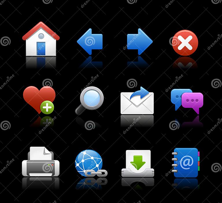 Web Icons // Black Background Stock Vector - Illustration of forward ...