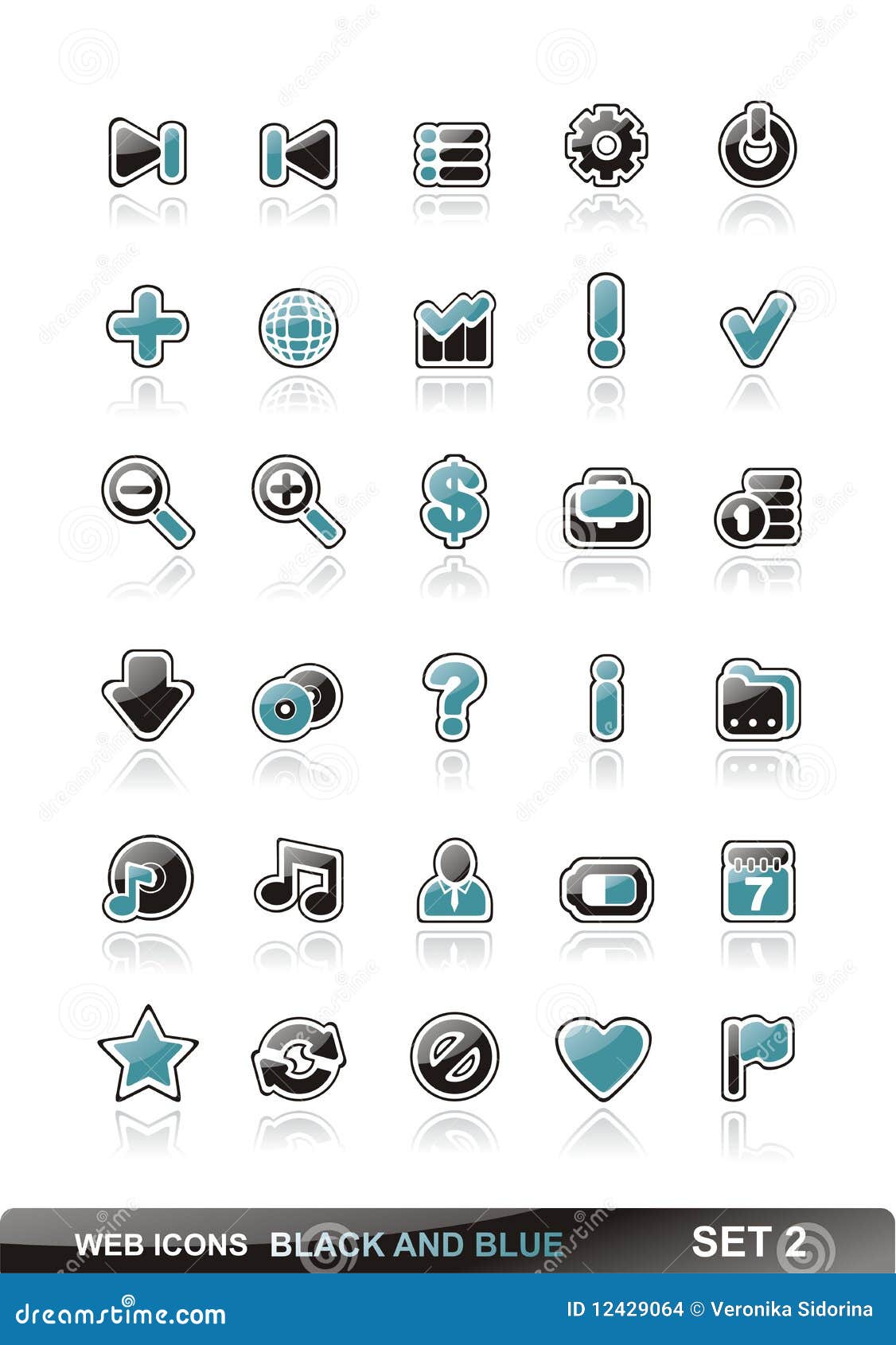 Web Icons. Black and Blue. Set 2 Stock Vector - Illustration of plus ...