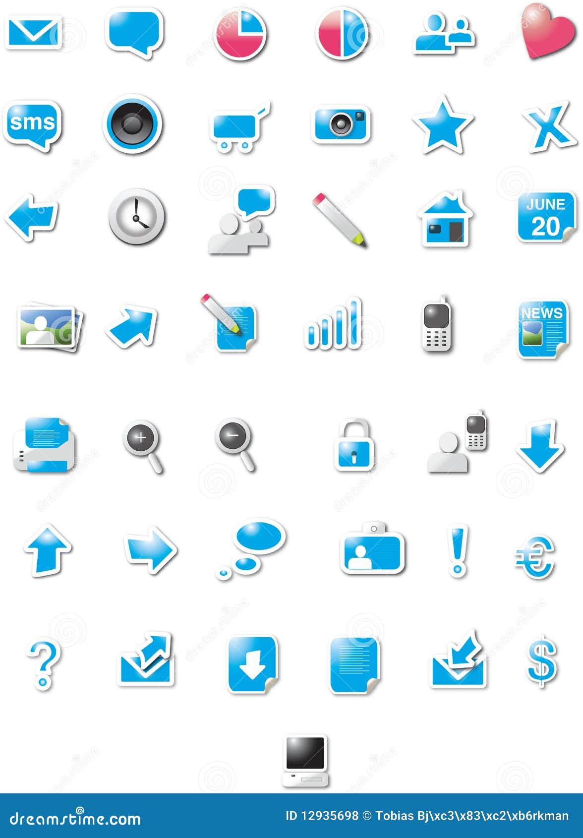 Web icons - blue edition stock vector. Illustration of dollar - 12935698