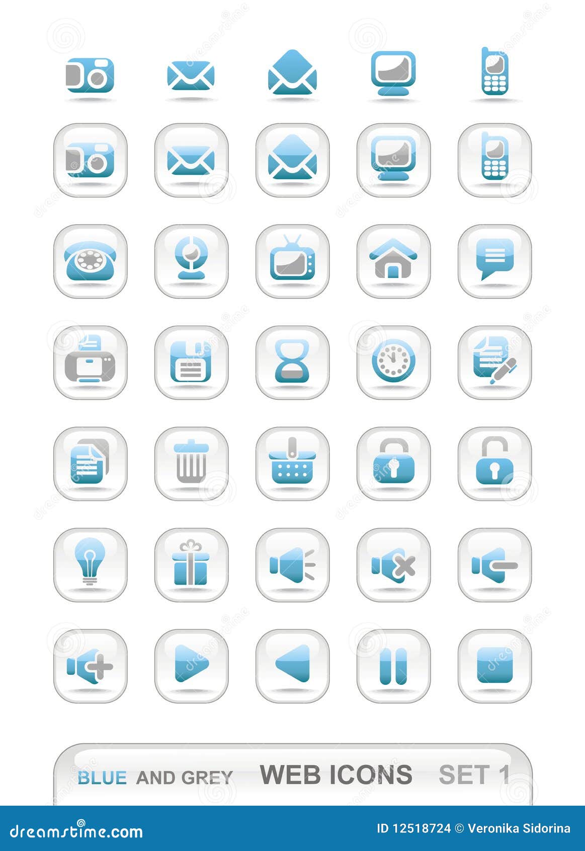 Web Icons. Blue and Grey. Set 1 Stock Vector - Illustration of home ...