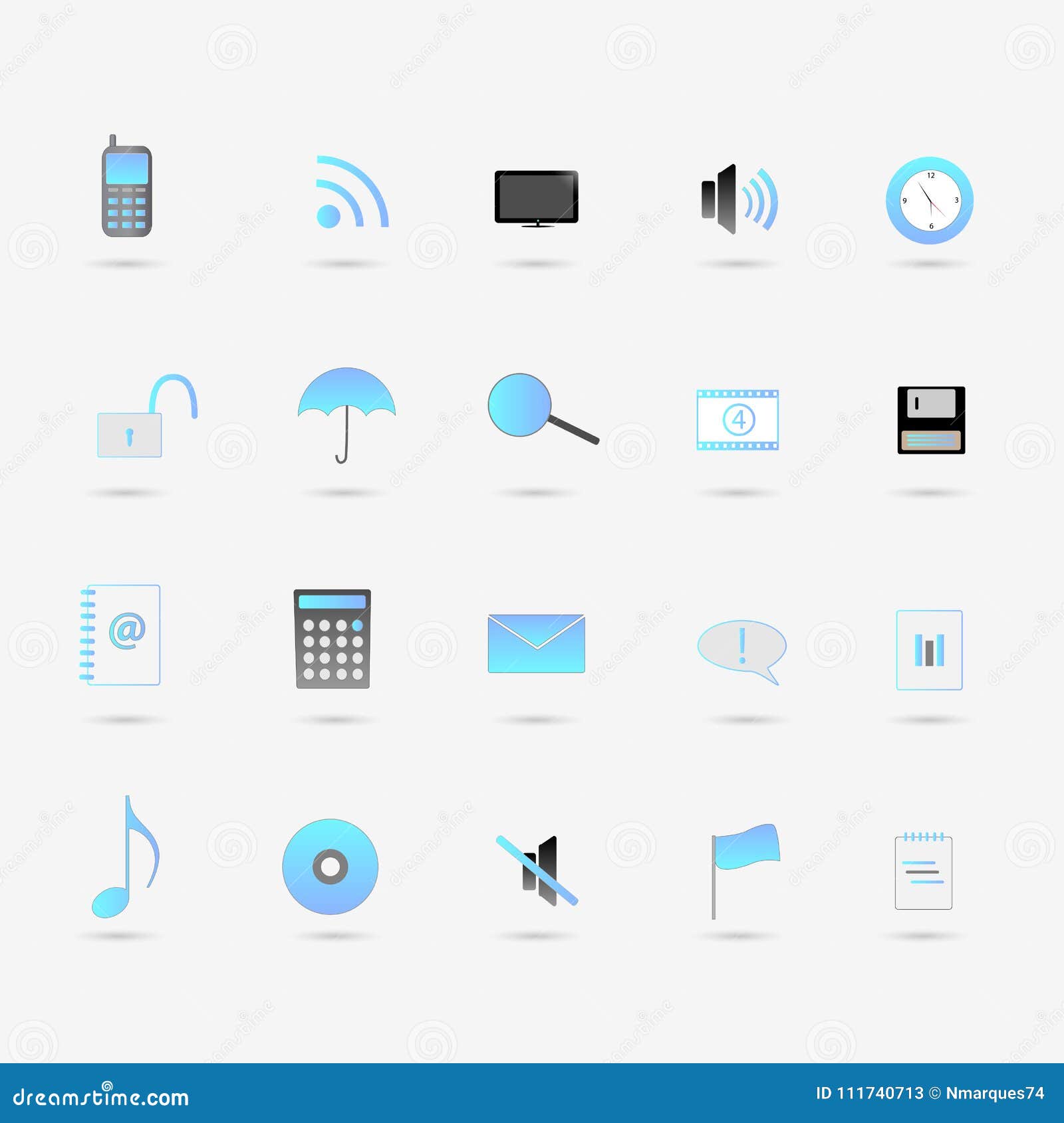 Web Icons Blue stock vector. Illustration of computer - 111740713