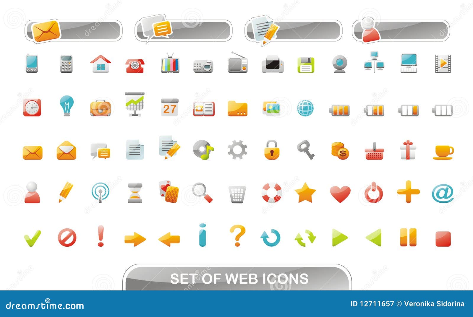 Web icons and buttons stock vector. Illustration of idea - 12711657