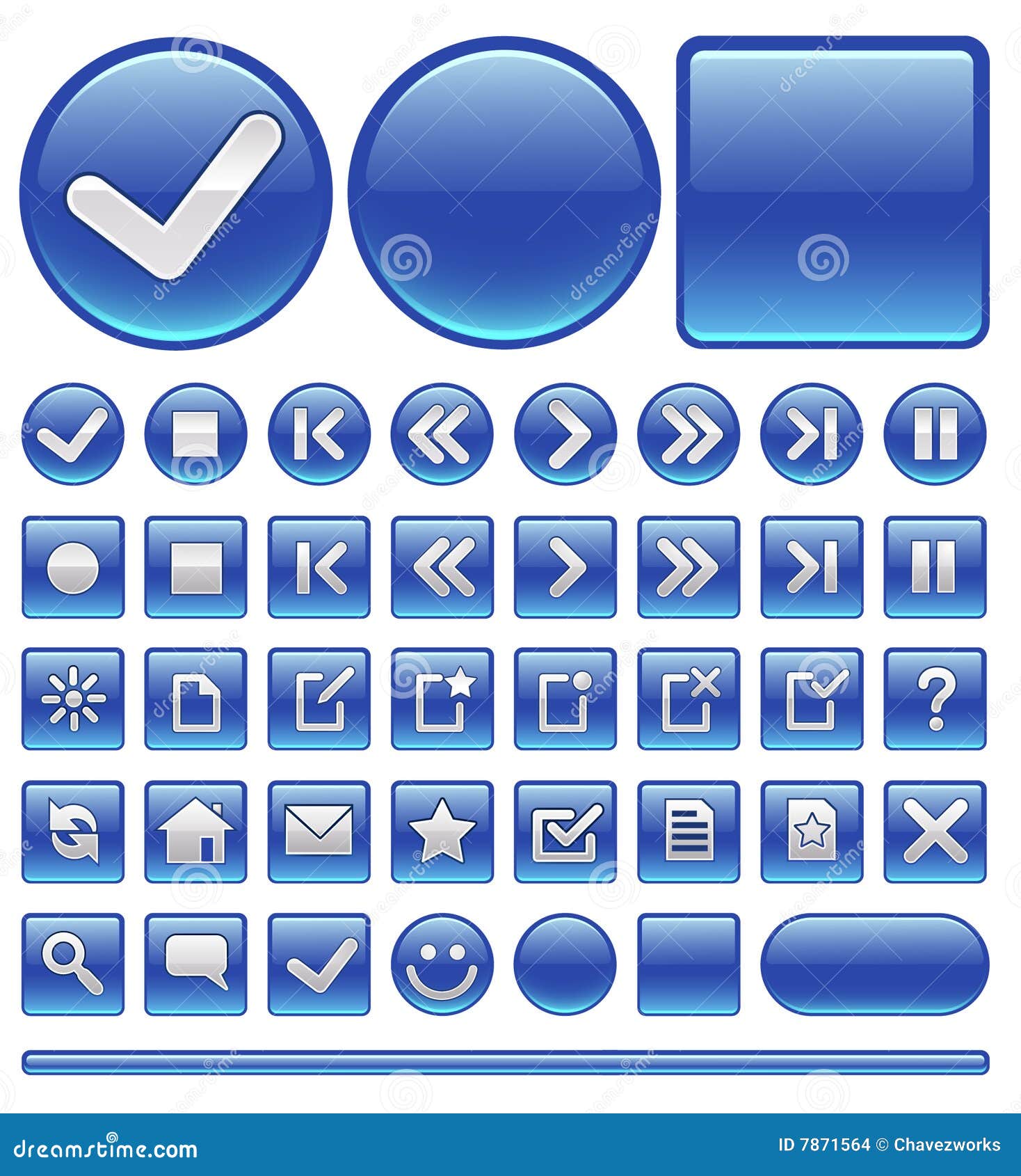Web Icons & Buttons - Blue Stock Vector - Illustration of button, close ...