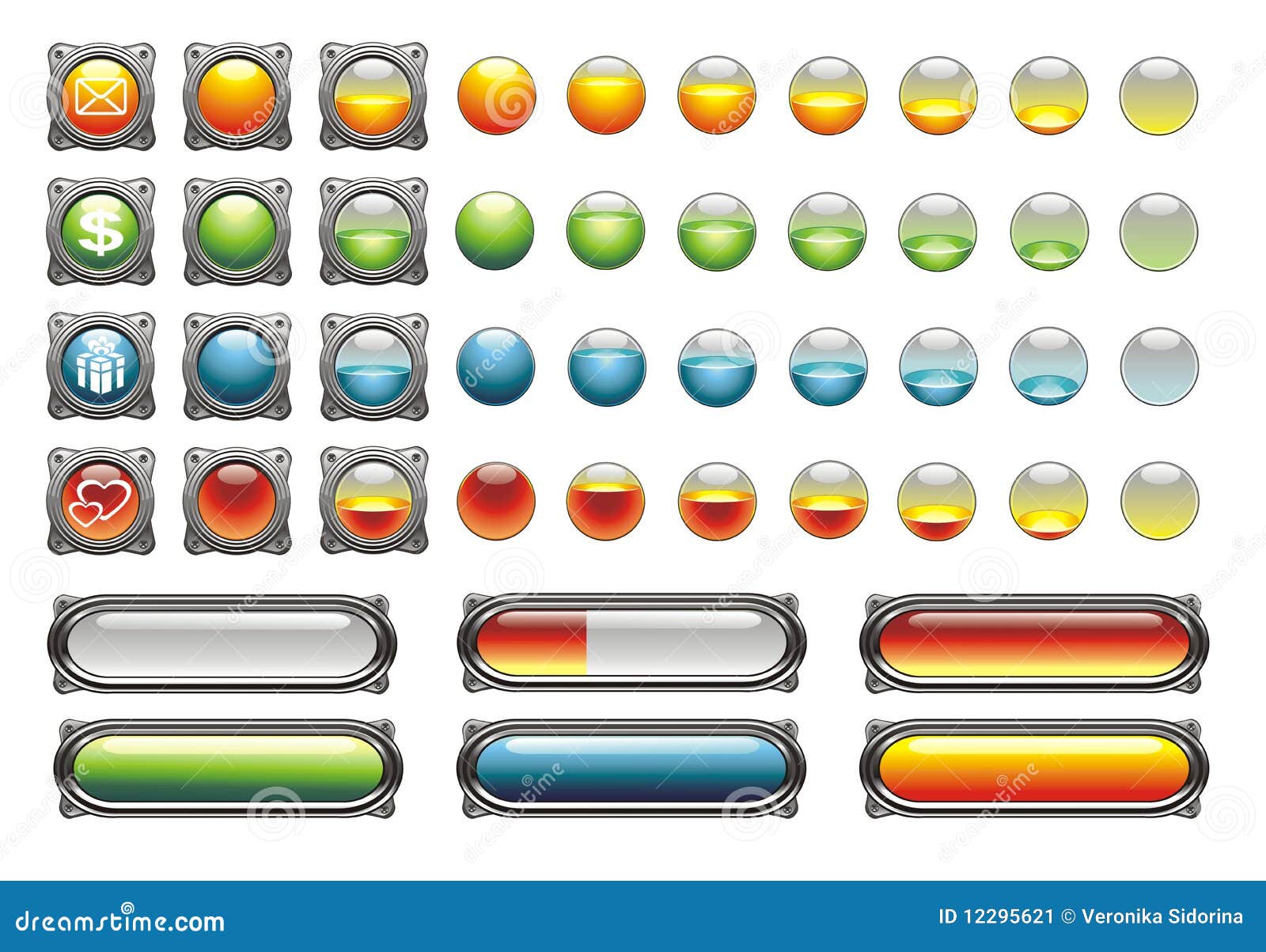 WEB ICONS, BUTTONS, LOAD stock vector. Illustration of metal - 12295621