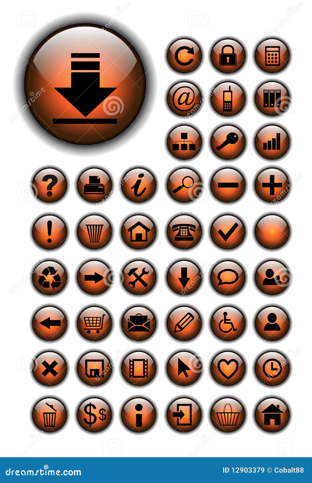 Web icons, buttons set stock vector. Illustration of download - 12903379