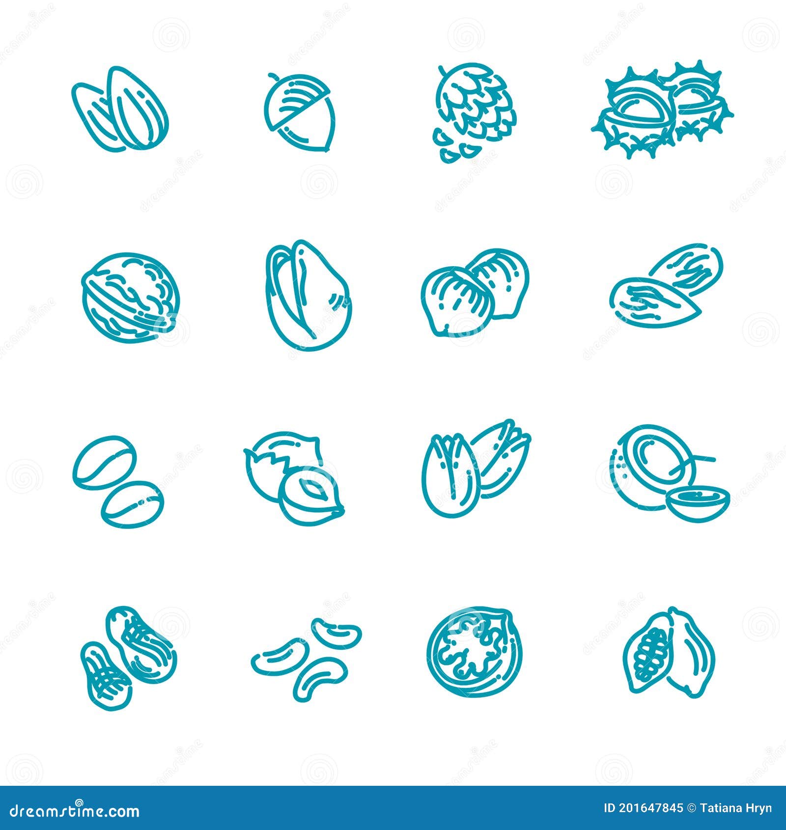 Nuts, Beans And Seeds Line Icon Set, Food Symbols Collection, Vector ...