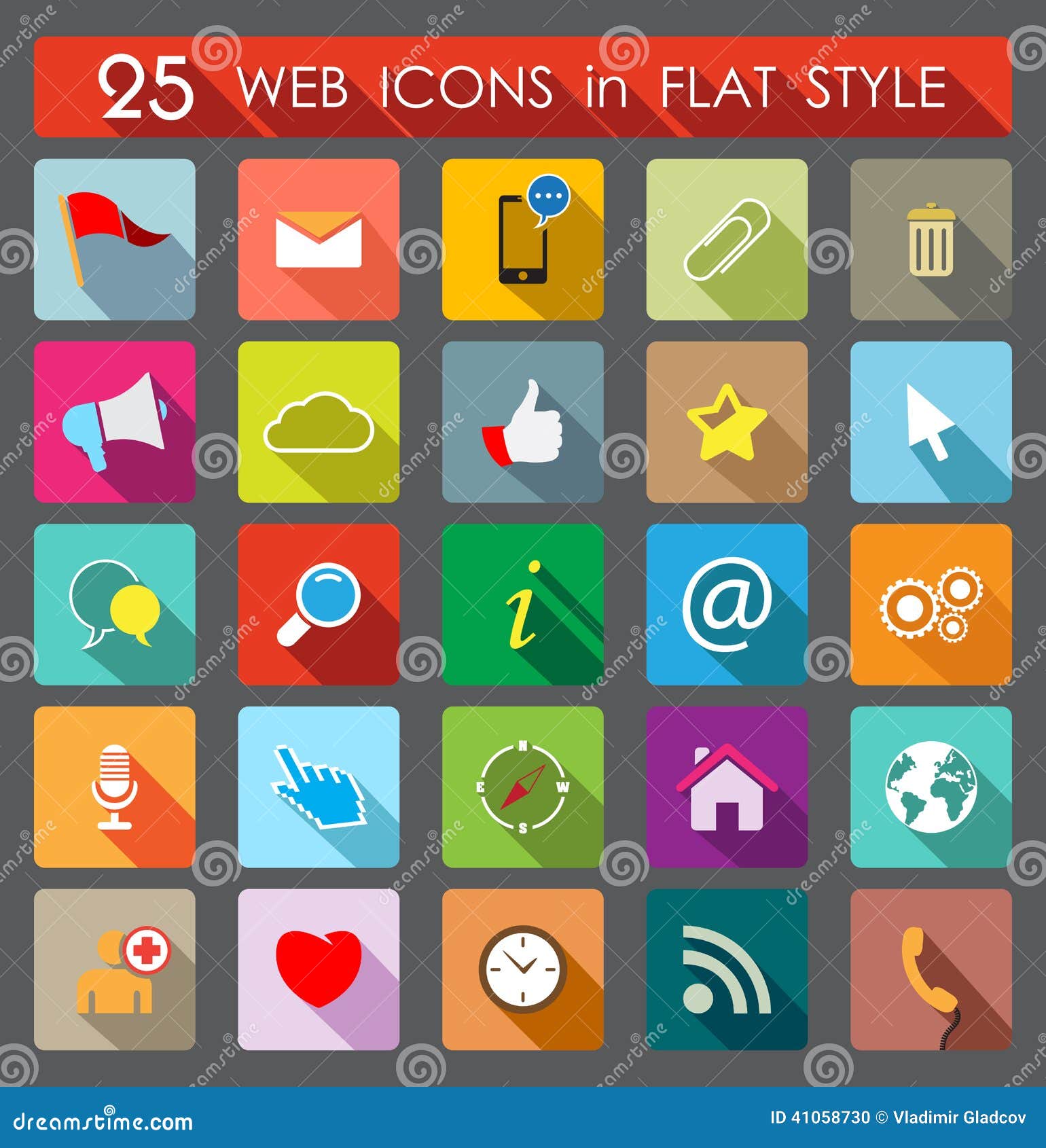 25 Web Icons. Flat Style stock vector. Illustration of application ...