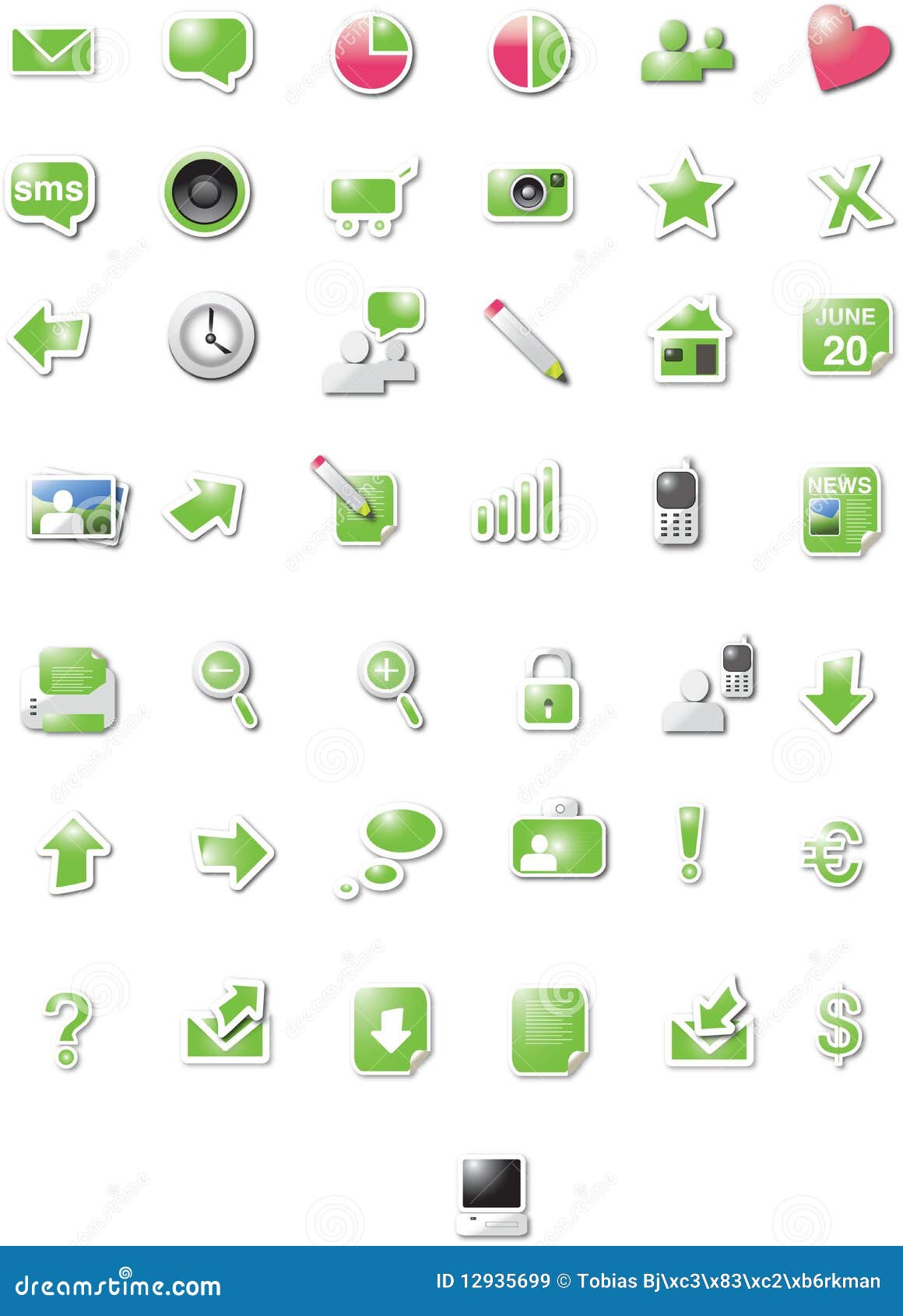 Web icons - green edition stock vector. Illustration of bubble - 12935699