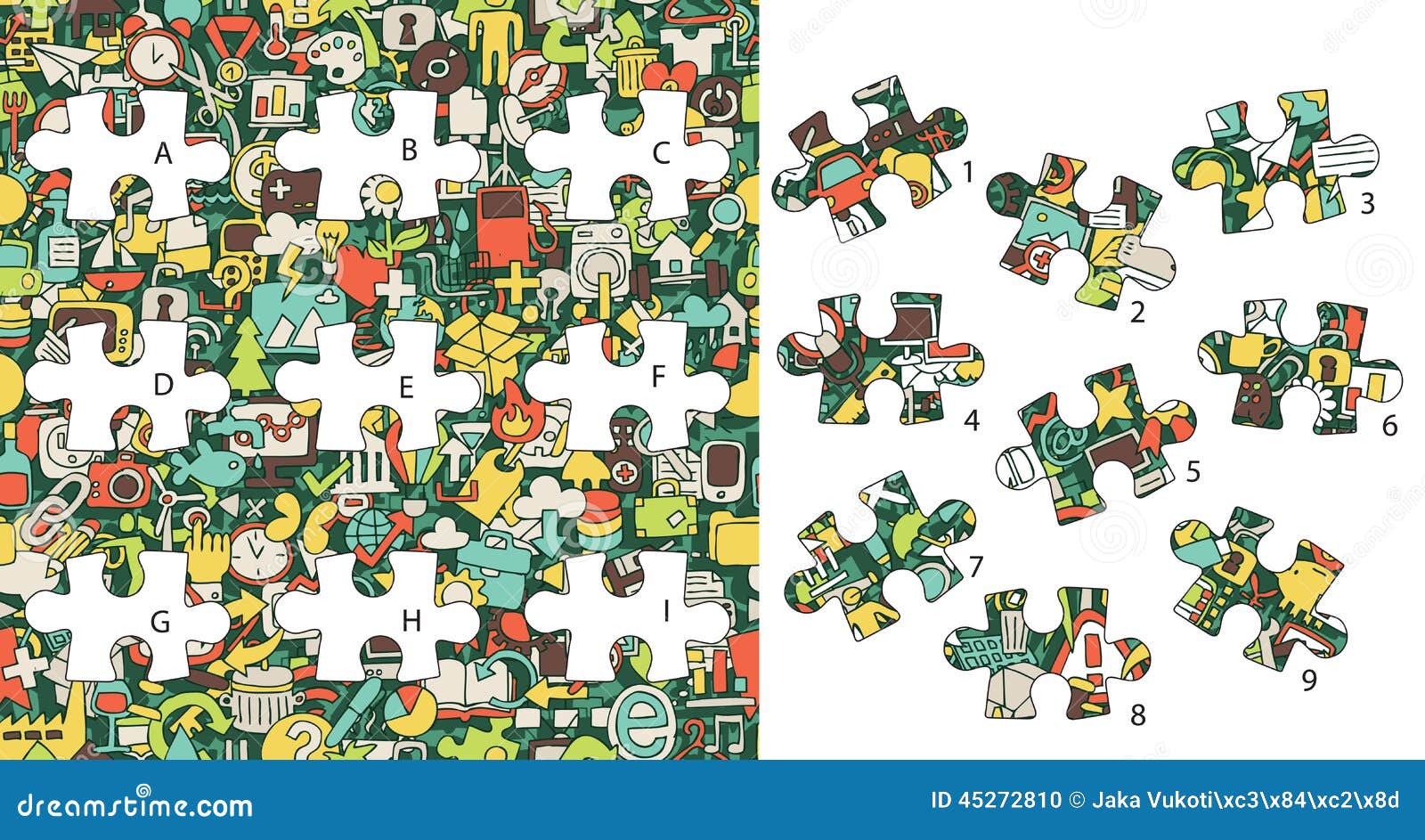 Web Icons: Match Pieces, Visual Game. Solution in Hidden Layer! Stock ...