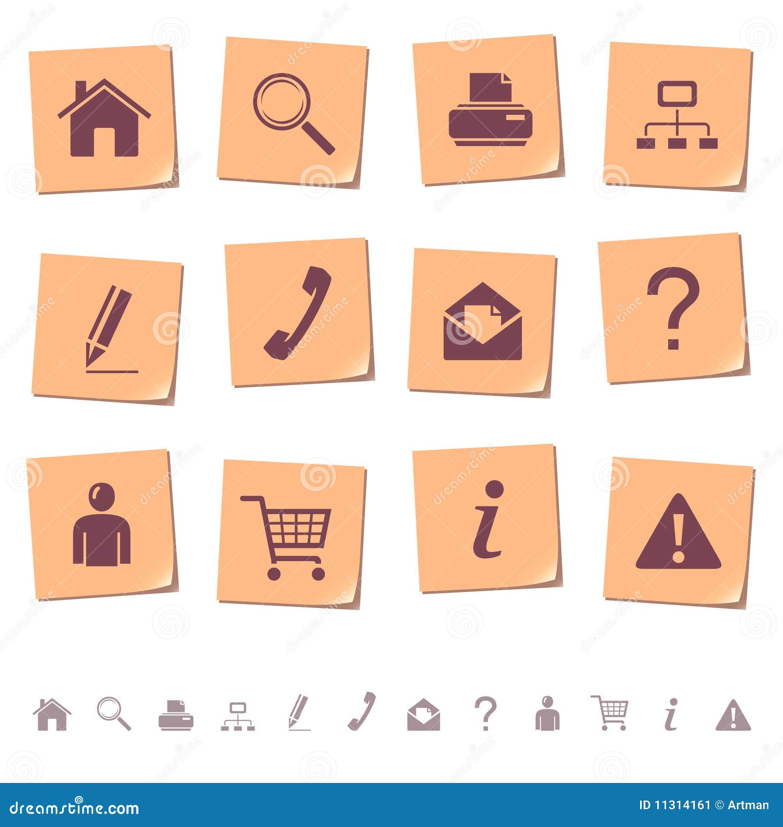 Web icons on memo notes 1 stock vector. Illustration of envelope - 11314161